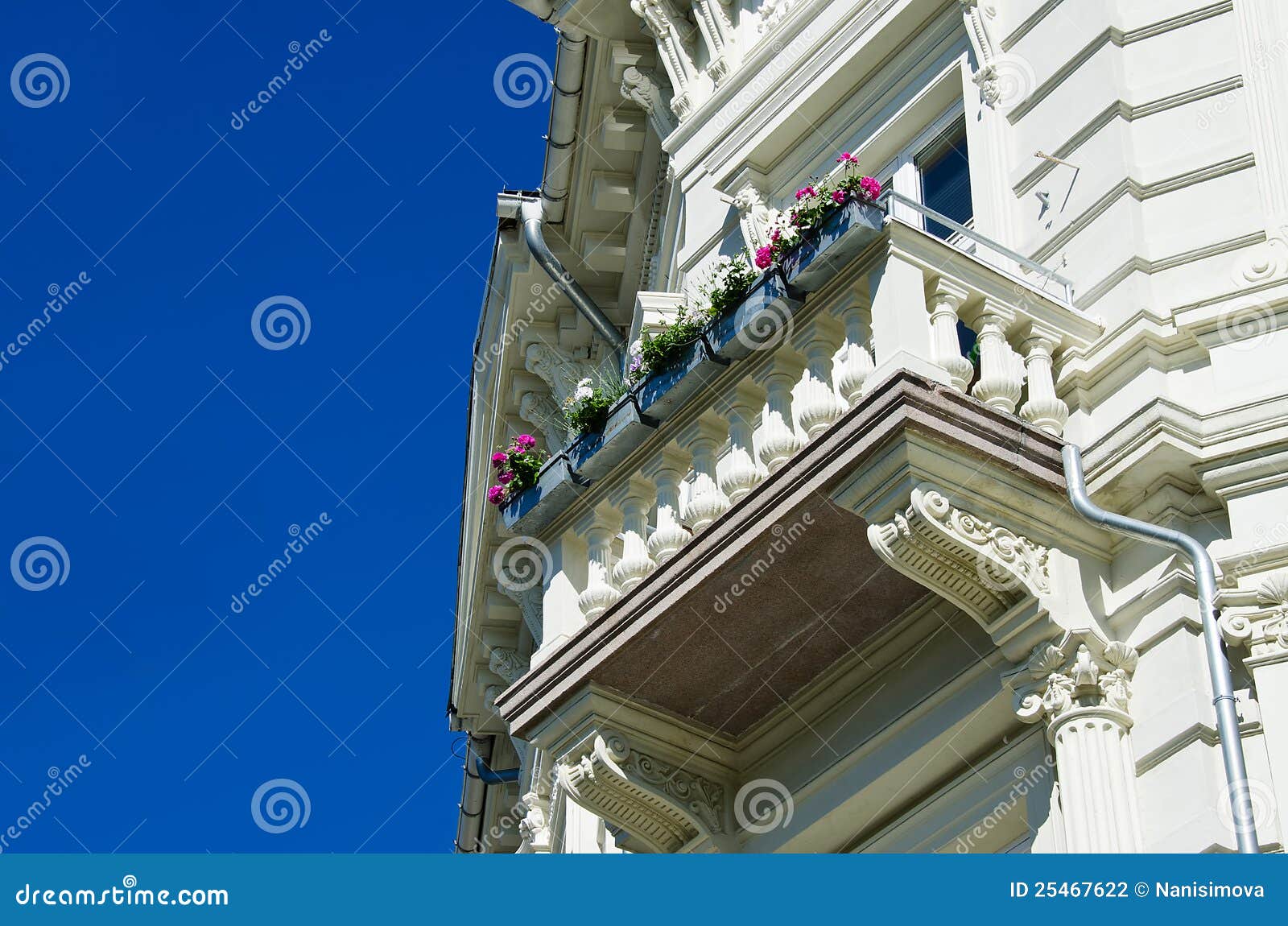 Classical White Building with Balcony Stock Photo - Image of ...