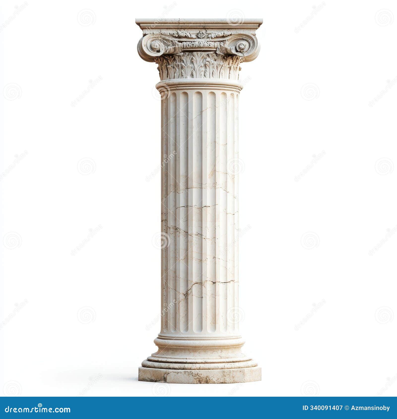 A Classical White Marble Column with Fluted Design and Ornate Capital ...