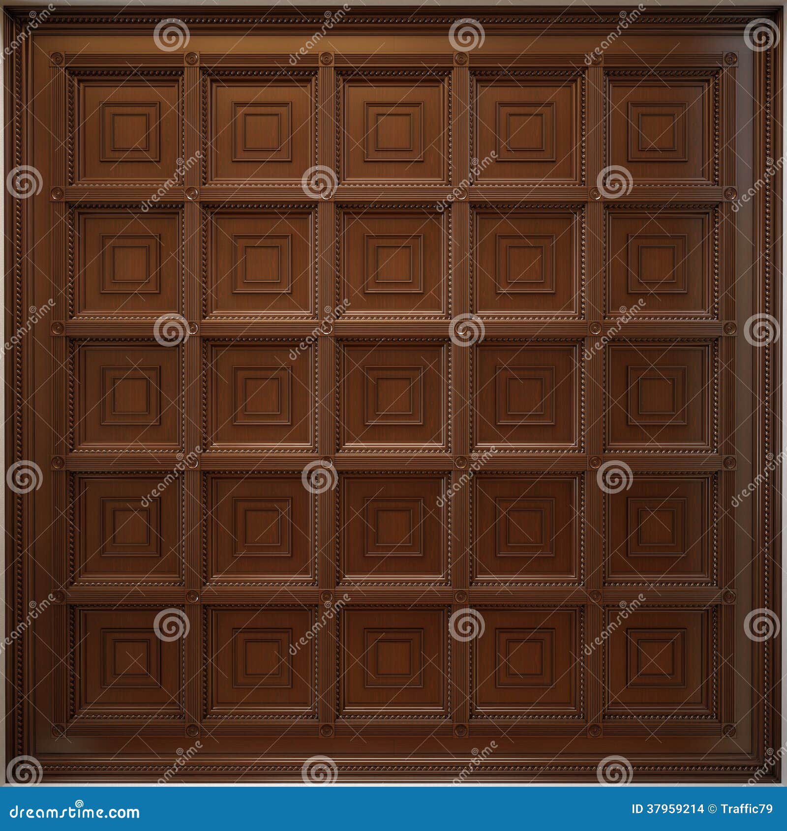 Classical Wooden Caisson Ceiling Stock Illustration - Illustration of ...