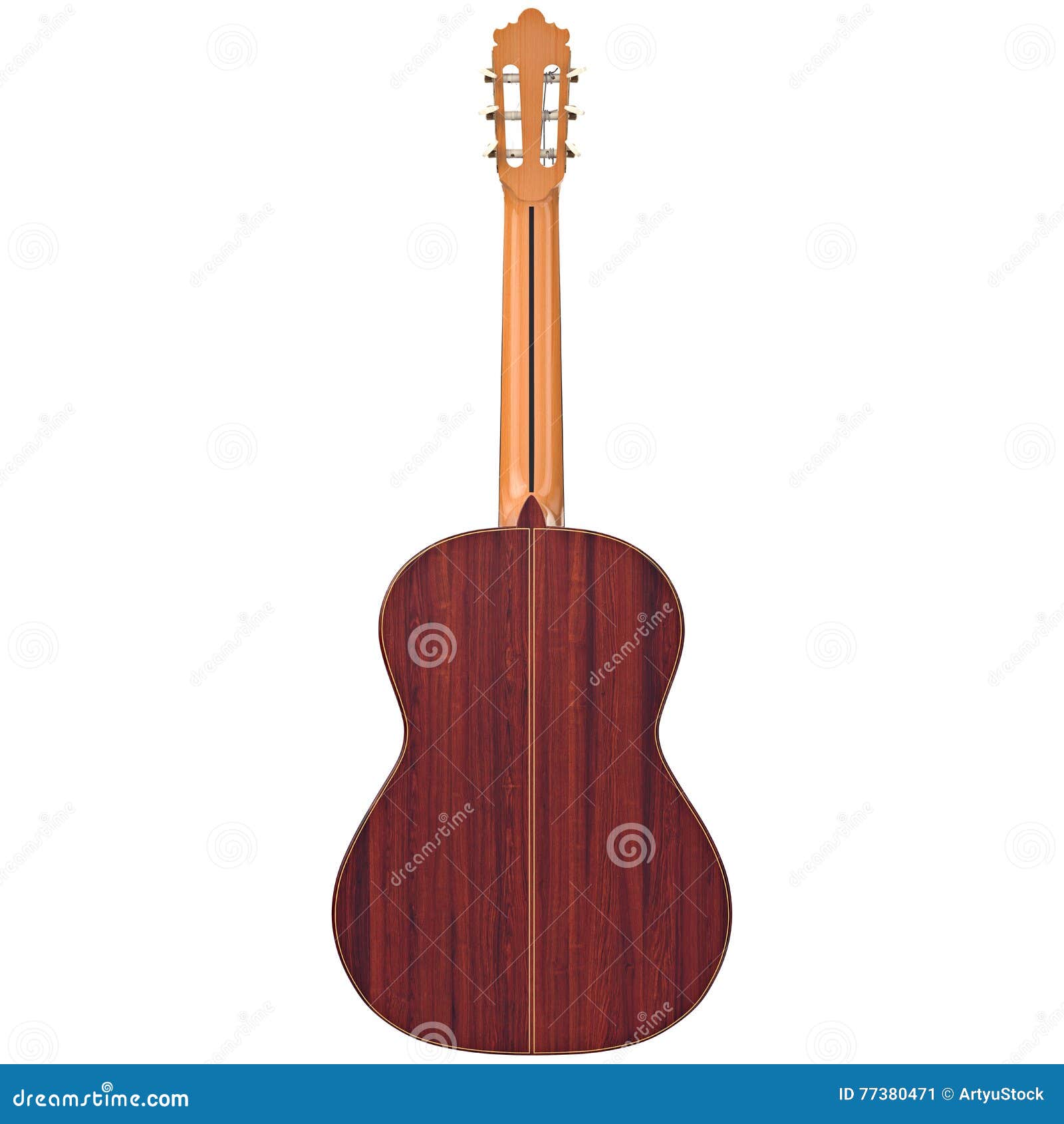 Classical Wooden Guitar, Back View Stock Illustration - Illustration of ...