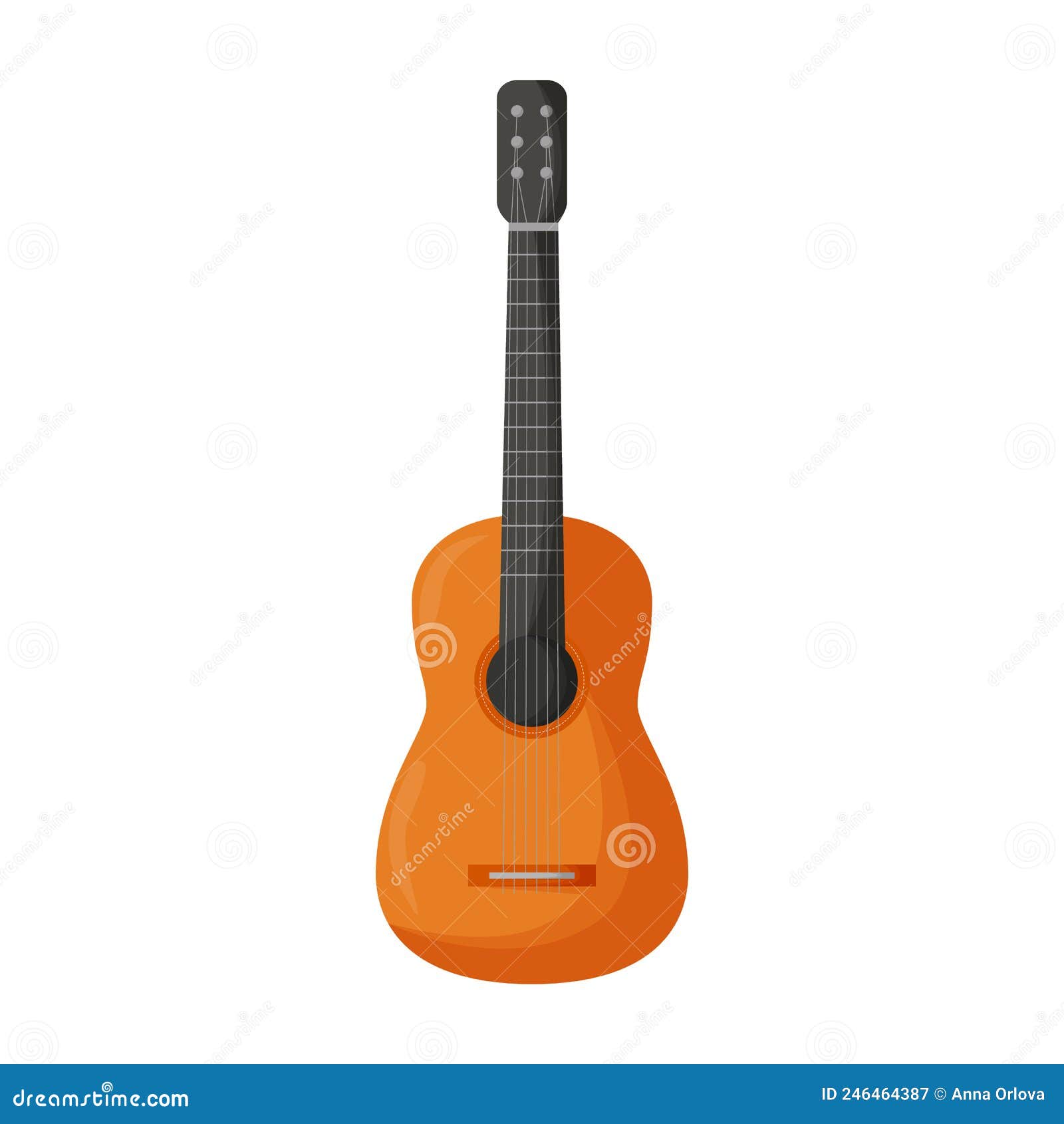 Classical Wooden Guitar. String Musical Instruments Stock Vector ...