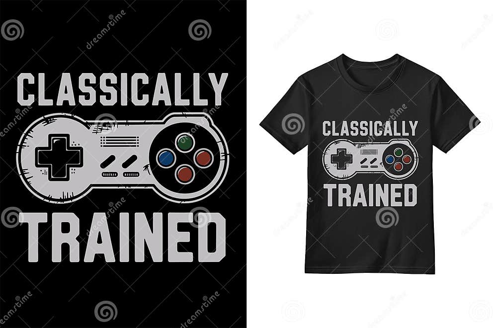 Classically Trained Retro Gaming Tee Design Stock Illustration ...