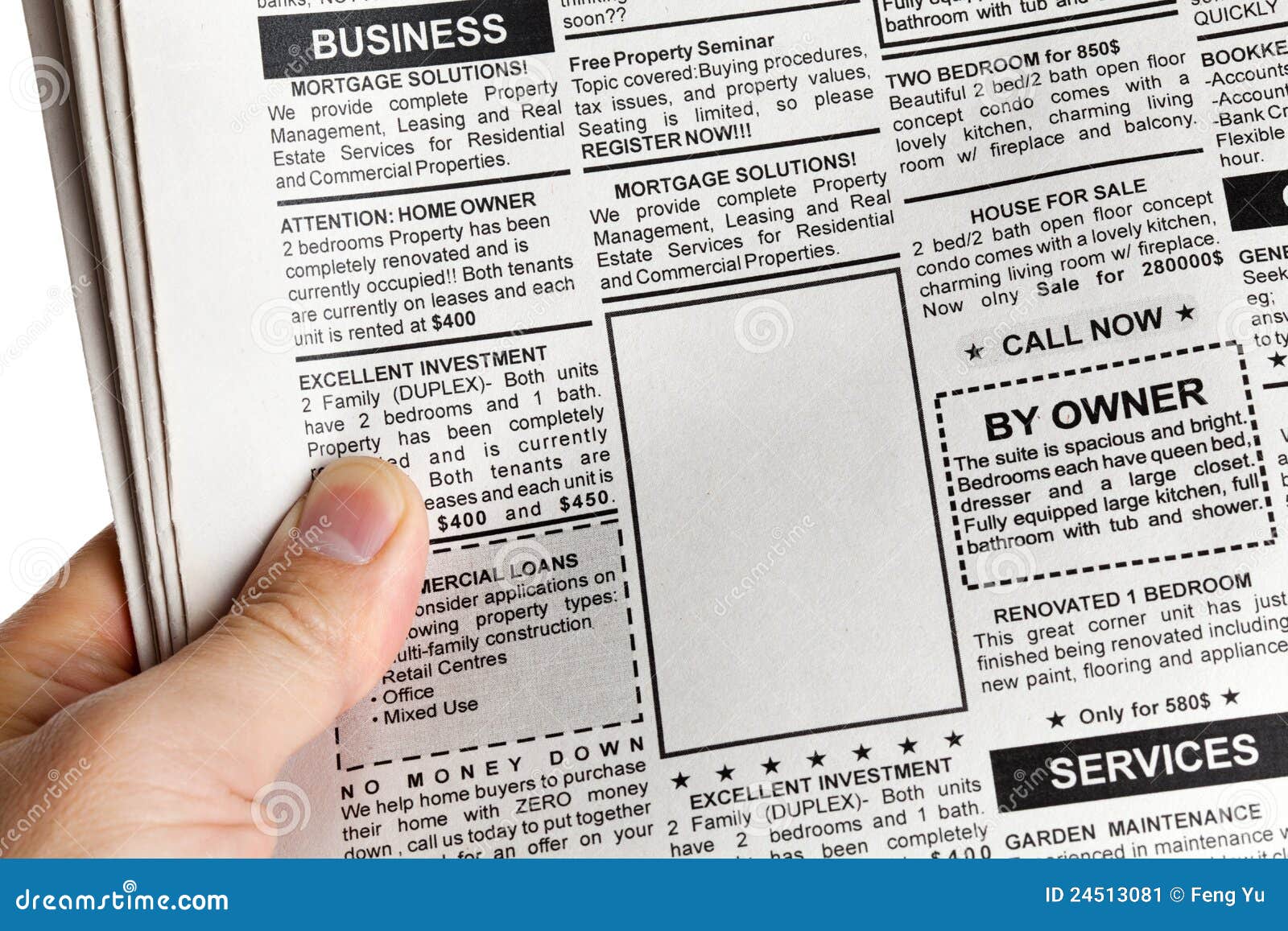 Classified Ad stock image. Image of hand, text, fake - 24513081