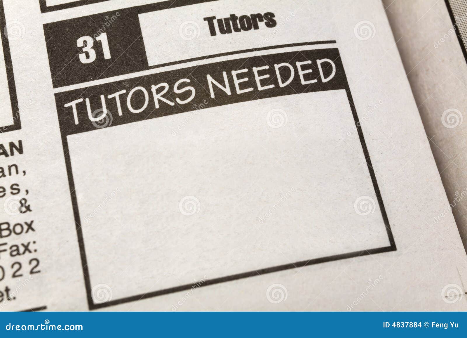 Classified Ad Tutors Needed Stock Photo - Image of advertisement ...