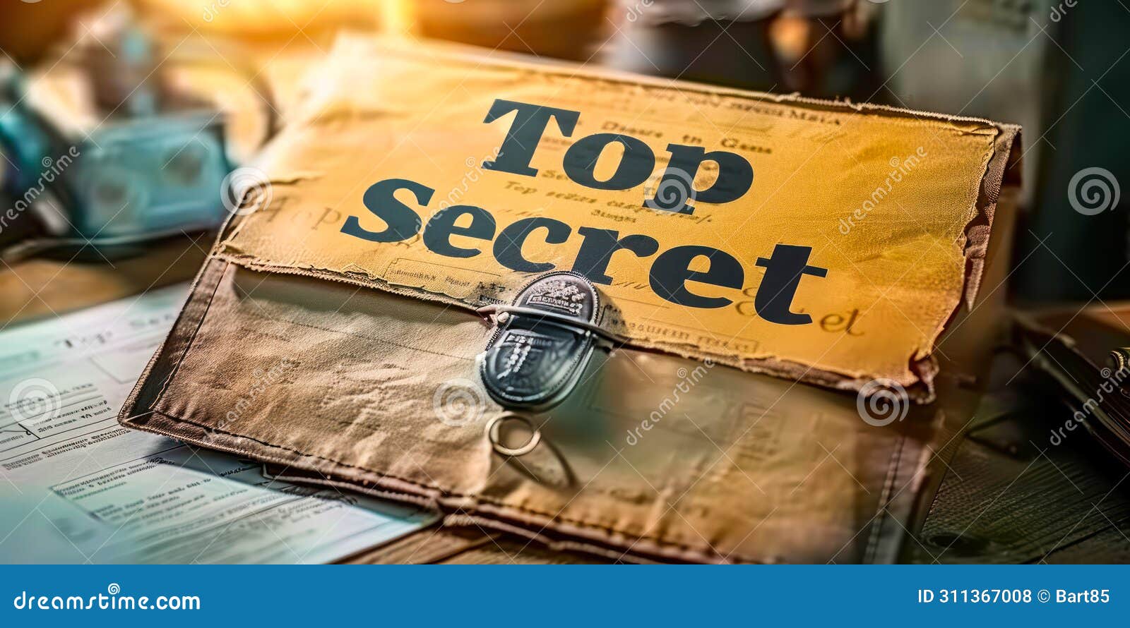 Classified Document Labeled Top Secret on an Office Desk Indicating ...