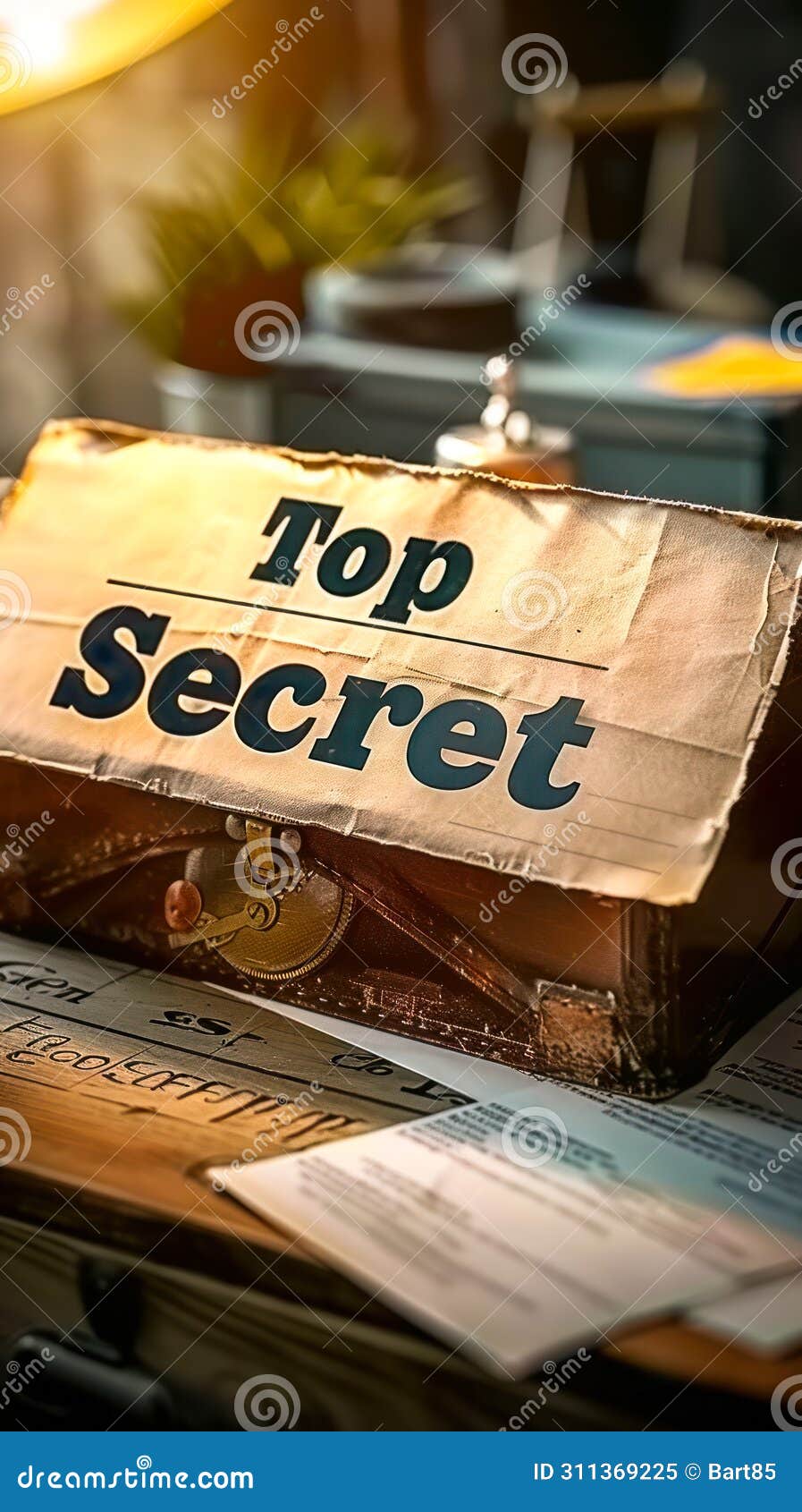 Classified Document Labeled Top Secret on an Office Desk Indicating ...