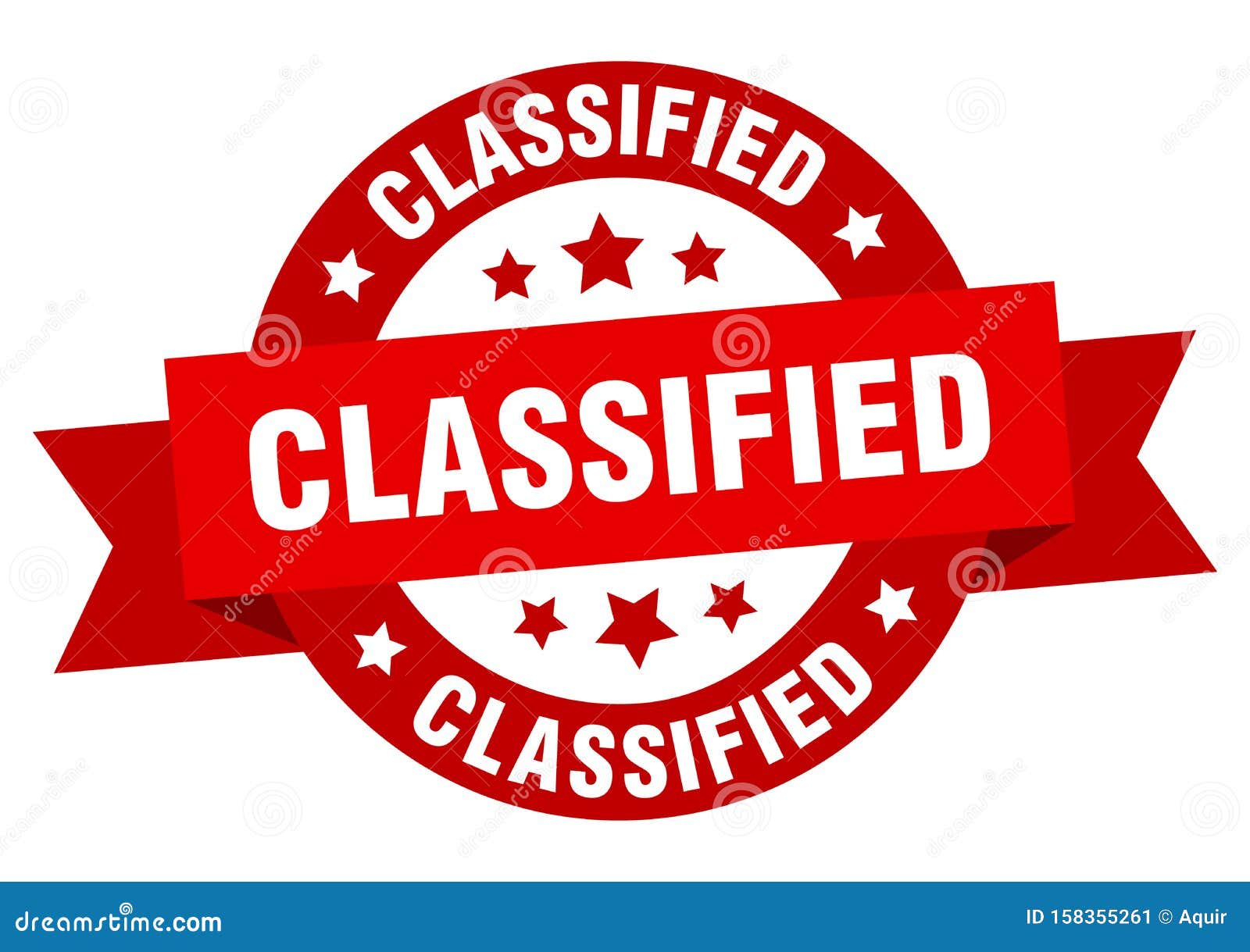 Classified ribbon sign stock vector. Illustration of circle - 158355261
