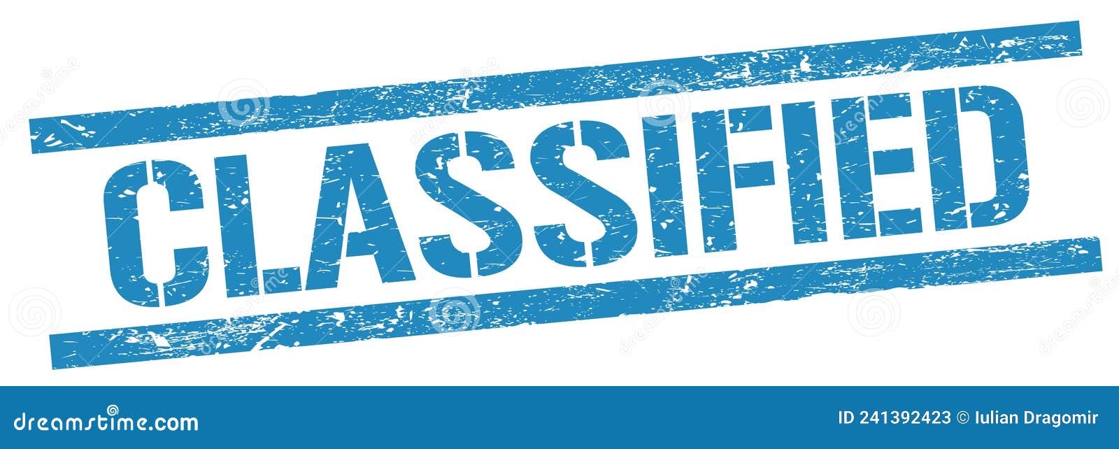 CLASSIFIED Text on Blue Grungy Rectangle Stamp Stock Illustration ...