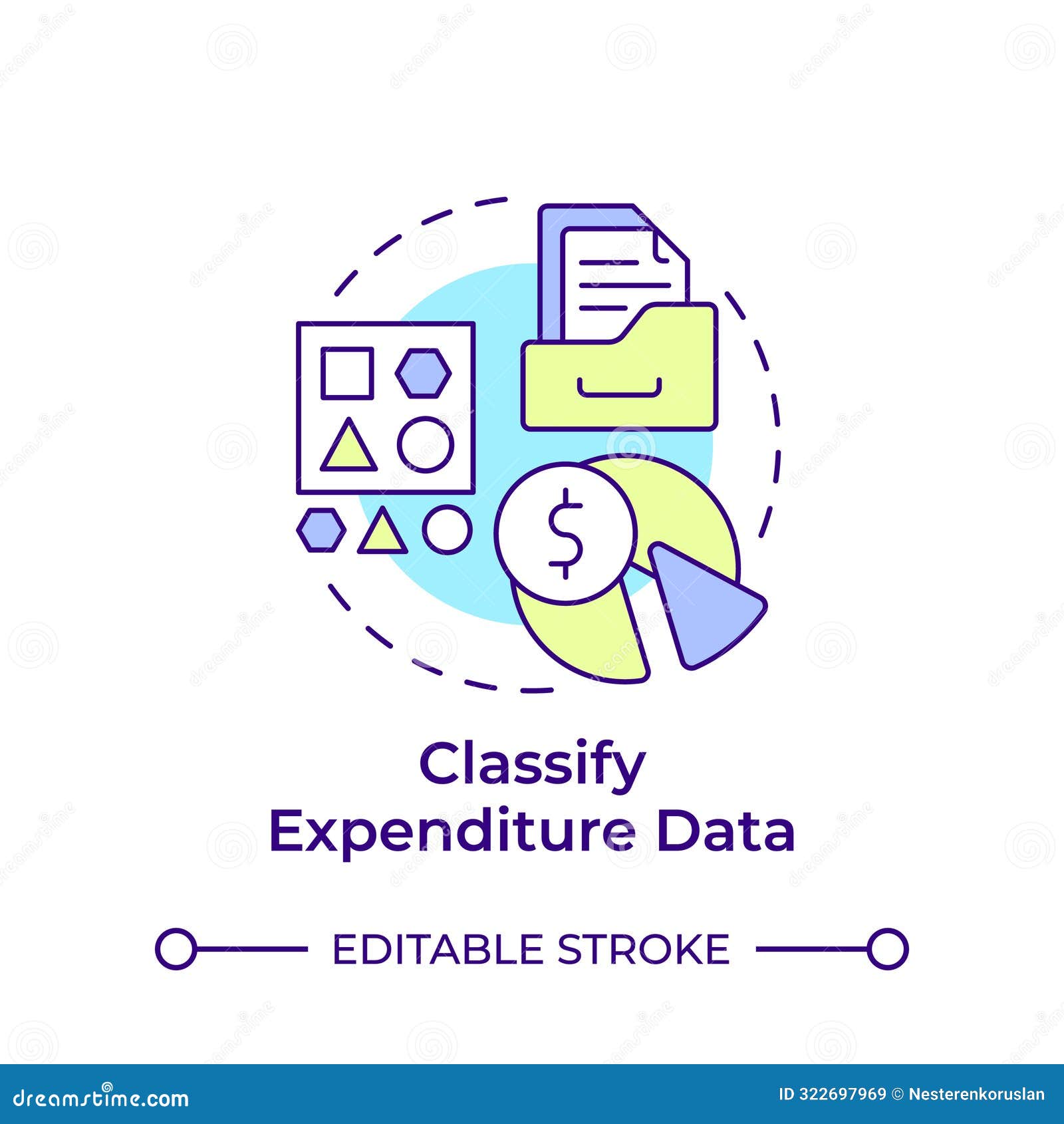 Classify Expenditure Data Blue Gradient Concept Icon Cartoon Vector ...
