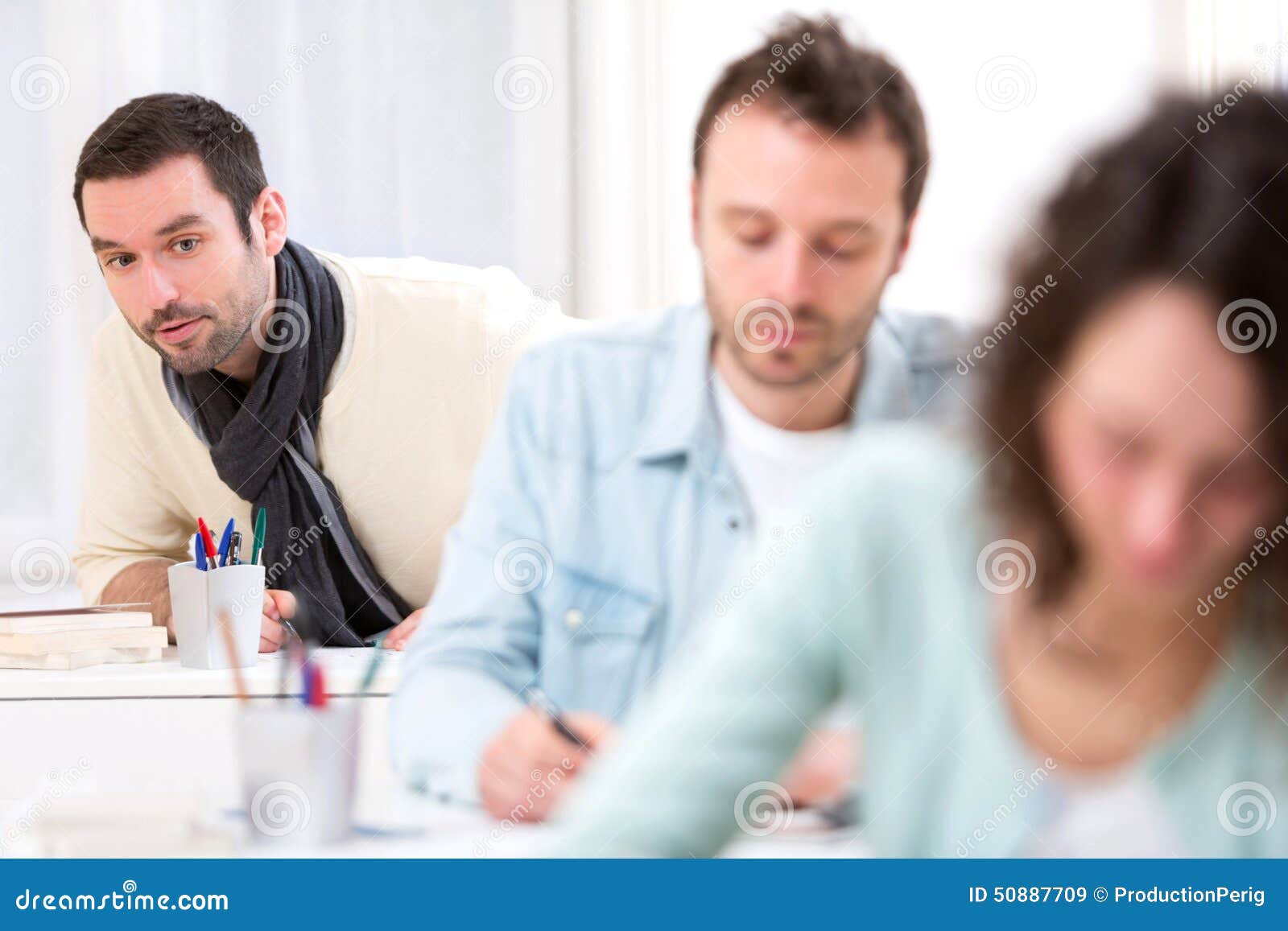 Classmate In The Background Try To Cheat Stock Image - Image of exam ...