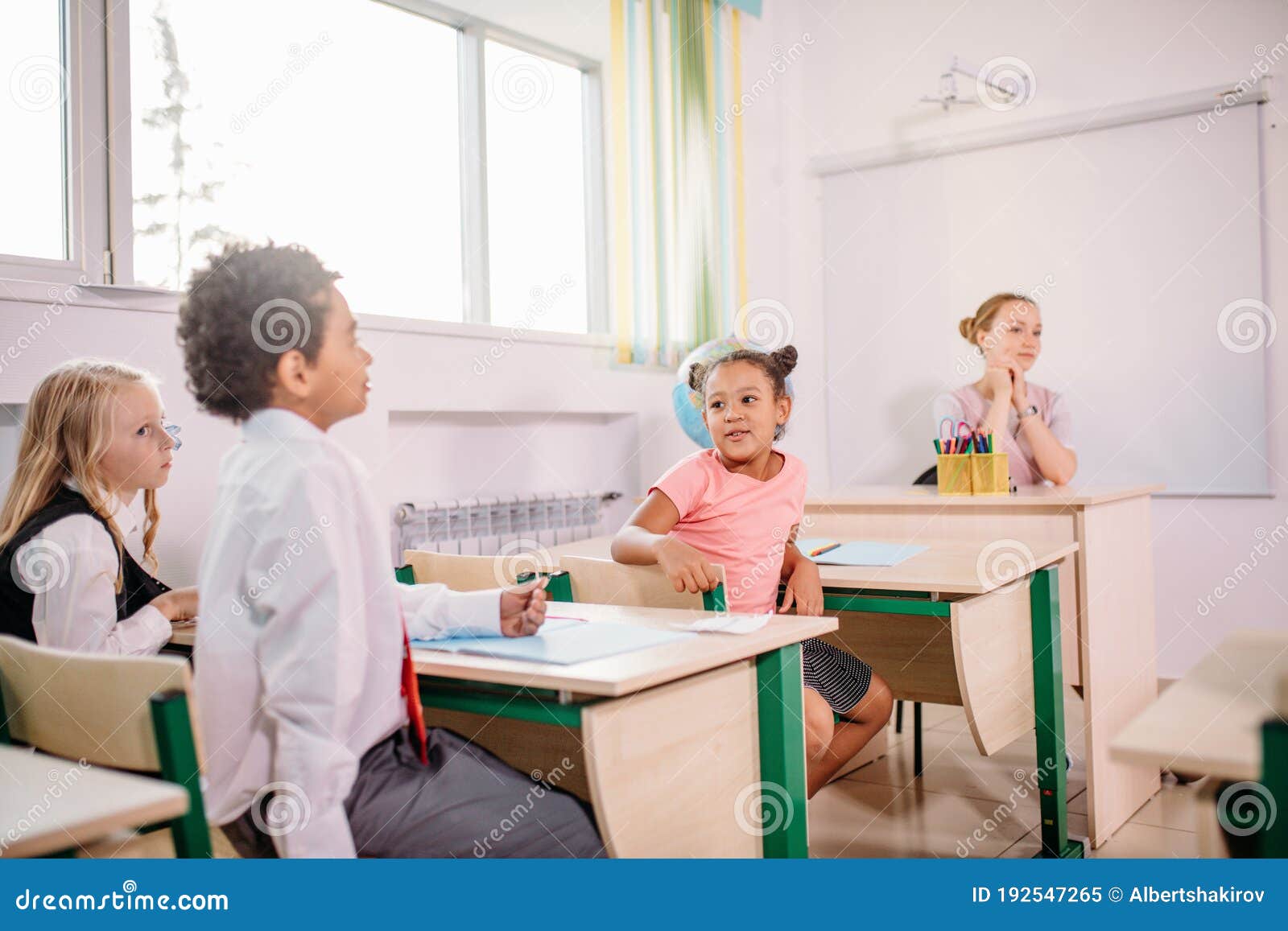 School Children Participating Actively in Class. Education, Learning ...