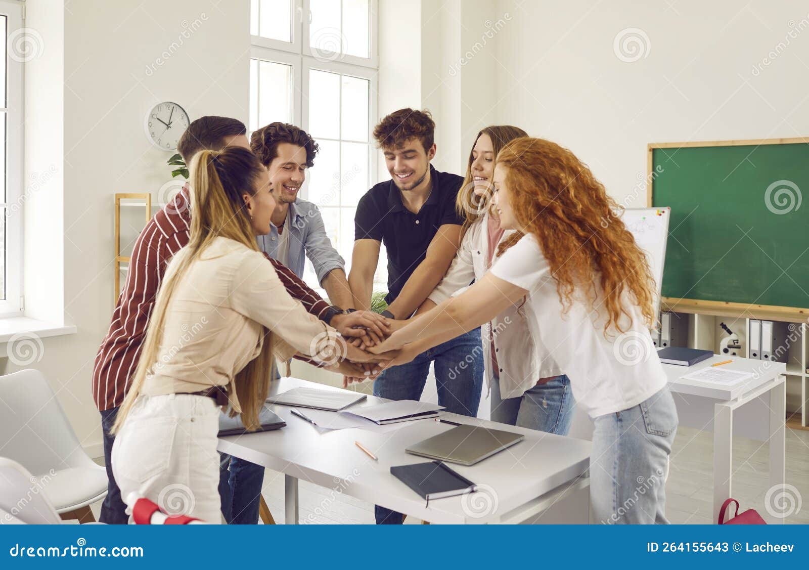 Classmate Holds Hands Together, Partnership Teamwork and Successful ...