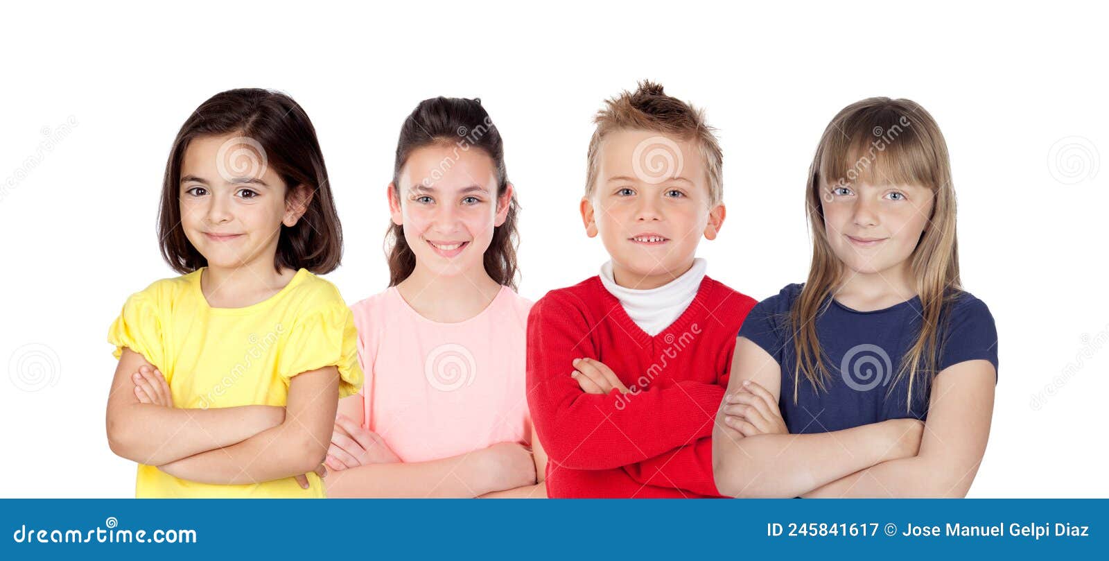 Classmate Team with Four Children Stock Image - Image of looking ...