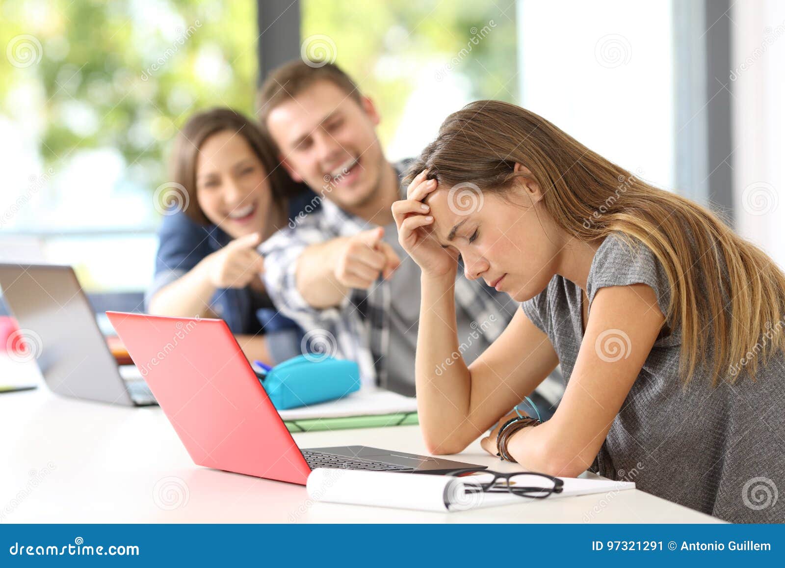 Classmates Bullying A Sad Victim Stock Image Image Of Adults Critic