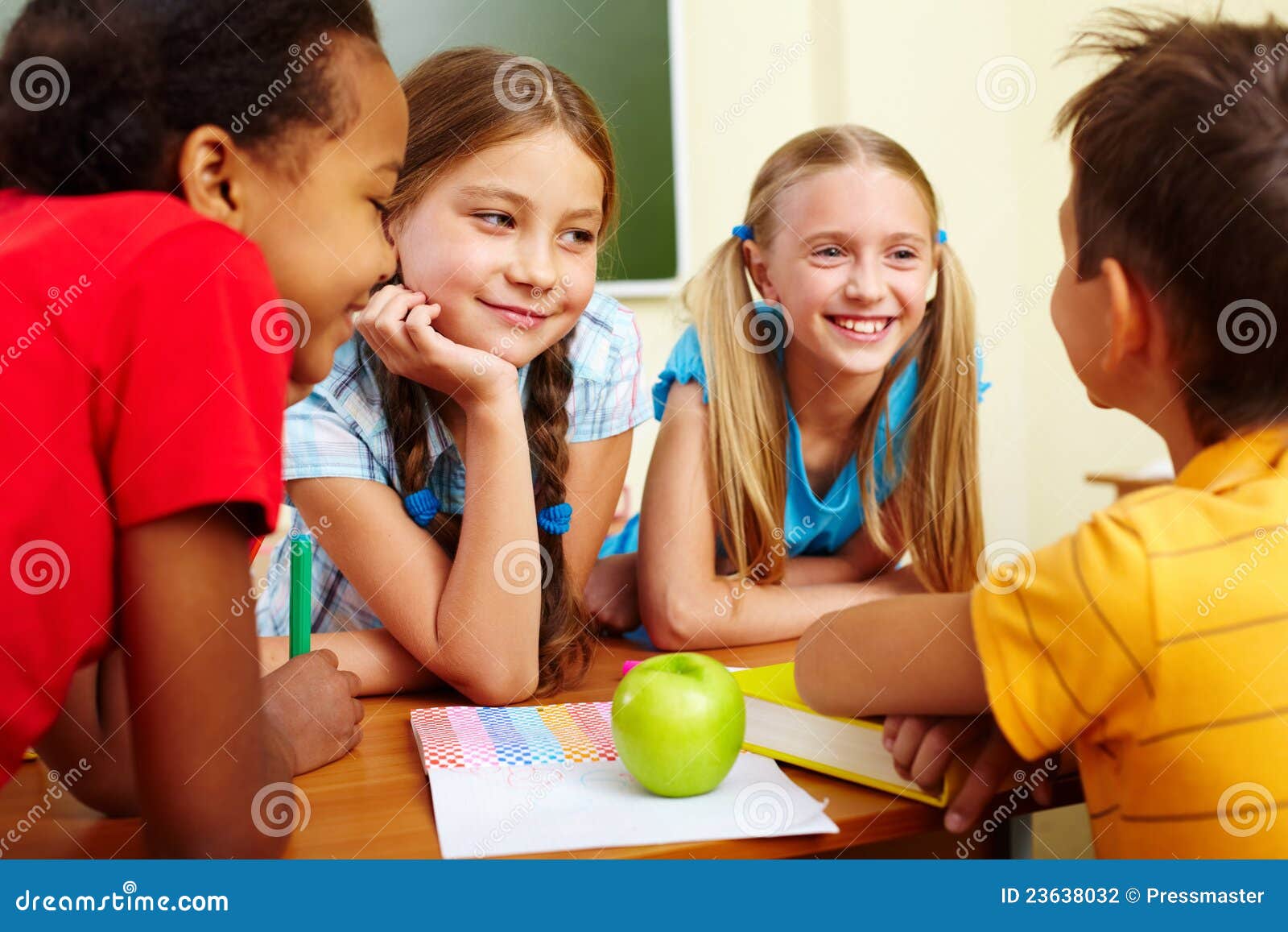 Classmates chatting stock photo. Image of emotion, classroom - 23638032