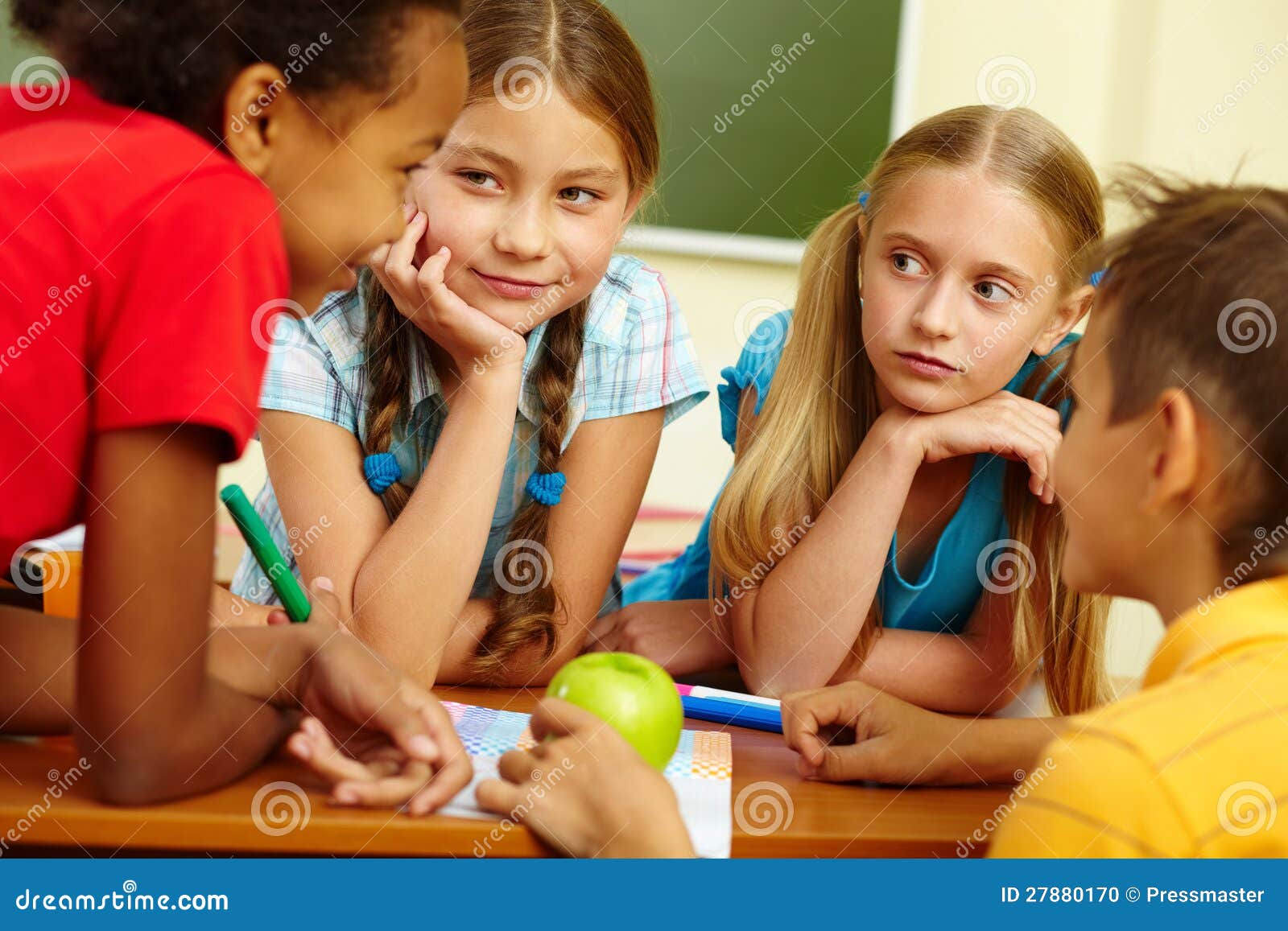 Classmates chatting stock photo. Image of happy, chatting - 27880170