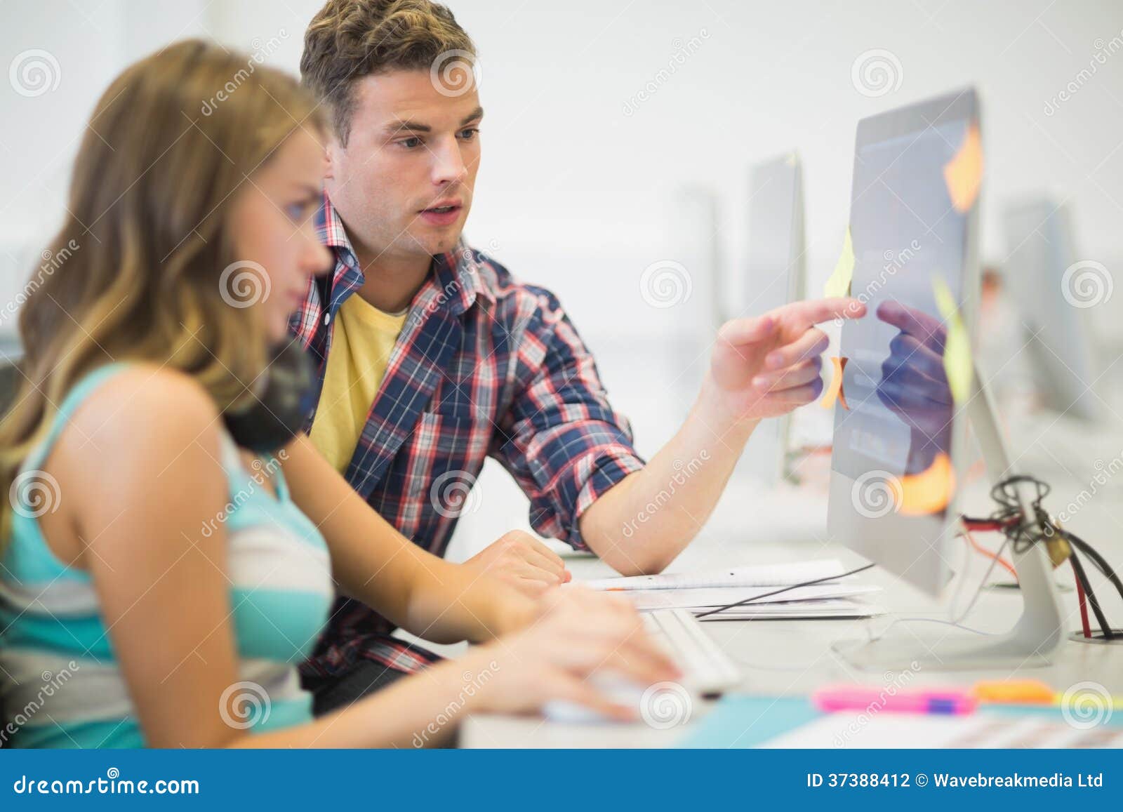 Classmates Doing Assignment Together in the Computer Room Stock Photo ...