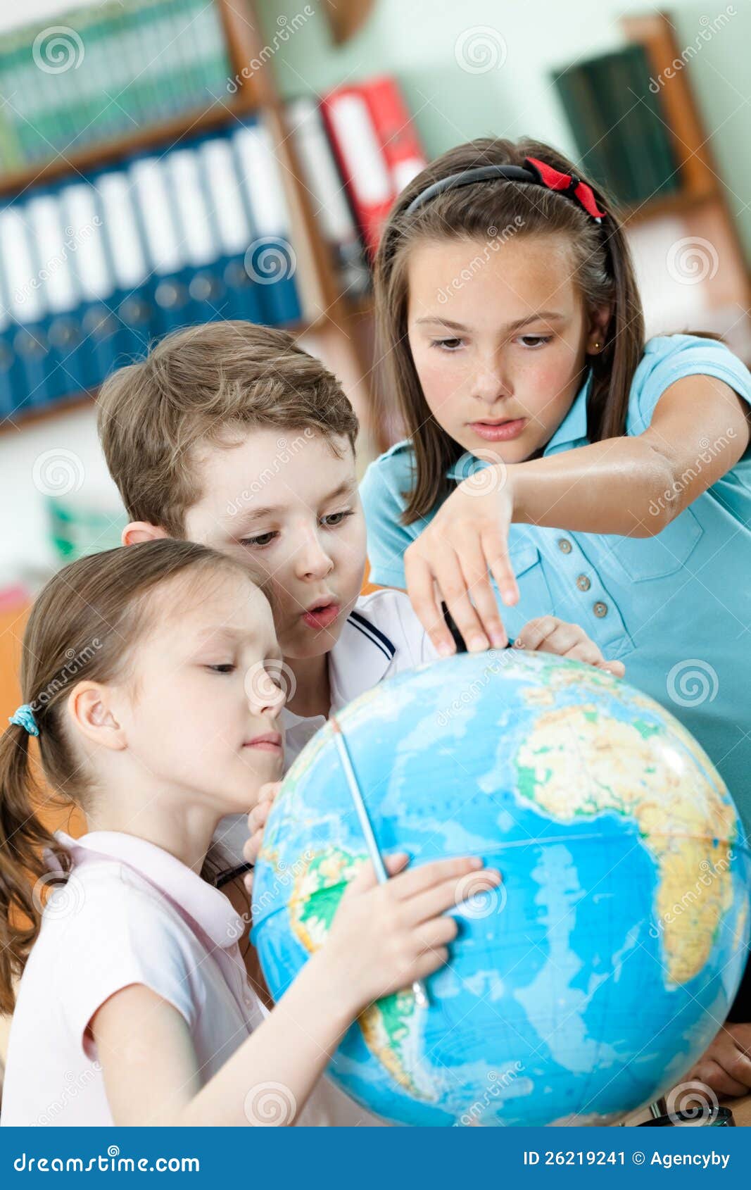 Classmates Help To Each Other To Find Something Stock Image - Image of ...