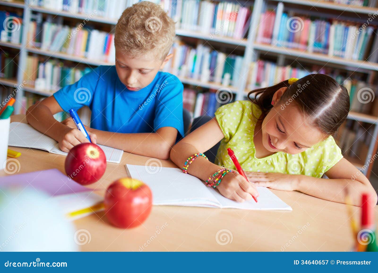 Classmates making notes stock image. Image of preschooler - 34640657