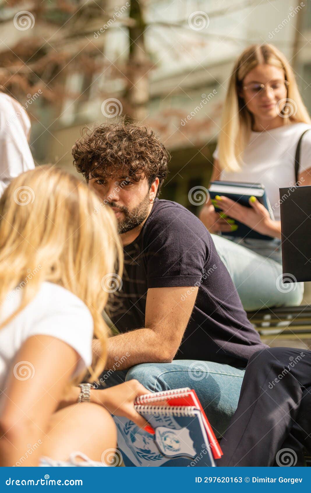 Classmates Sitting Down and Talking Stock Image - Image of classmates ...