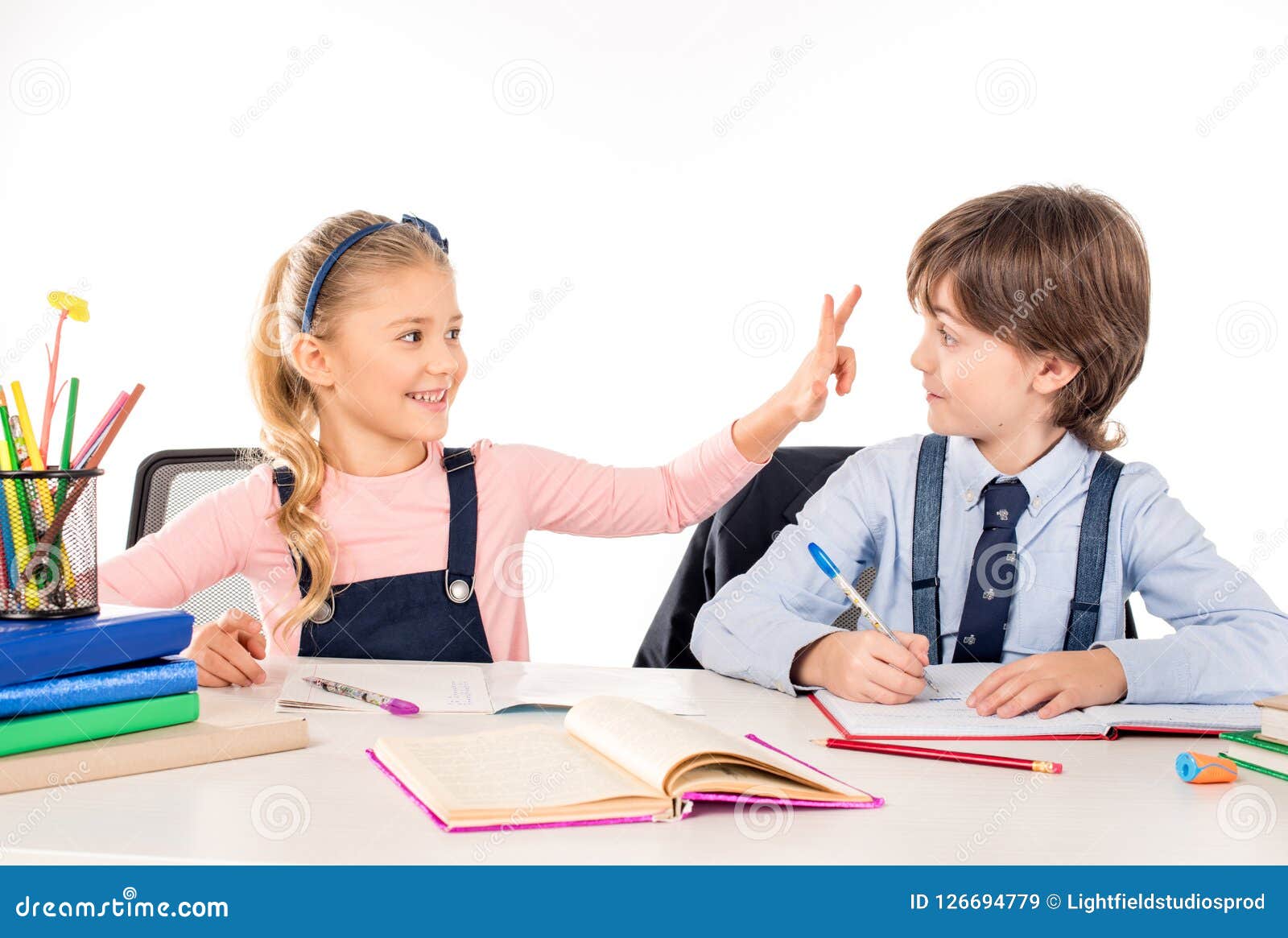 Classmates Sitting at the Table and Studying Together Stock Image ...