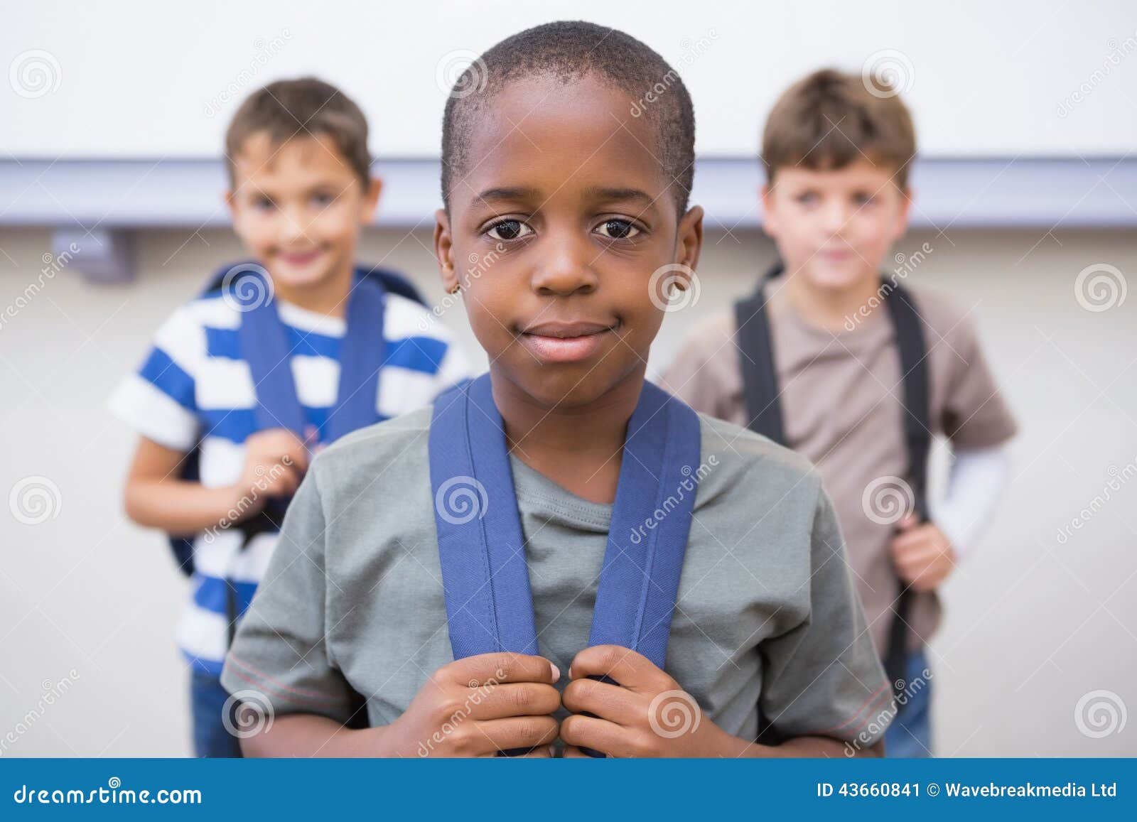 Classmates Smiling Together in Classroom Stock Image - Image of back ...