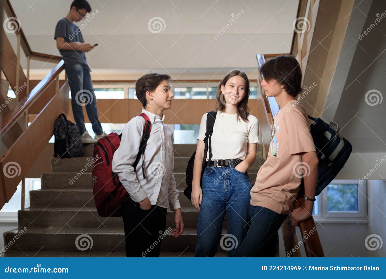 Classmates Talking and Having Fun Stock Image - Image of stairs, teens ...