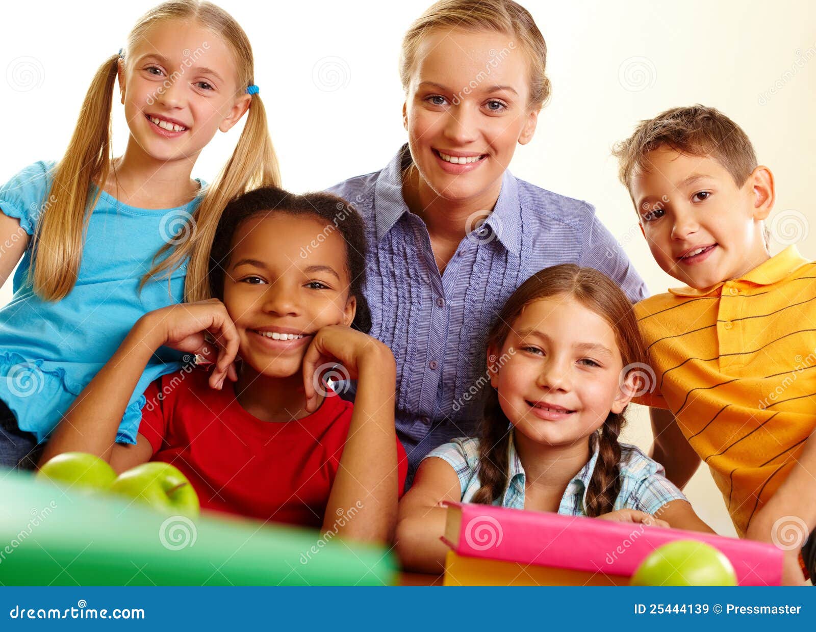 Classmates and teacher stock image. Image of looking - 25444139