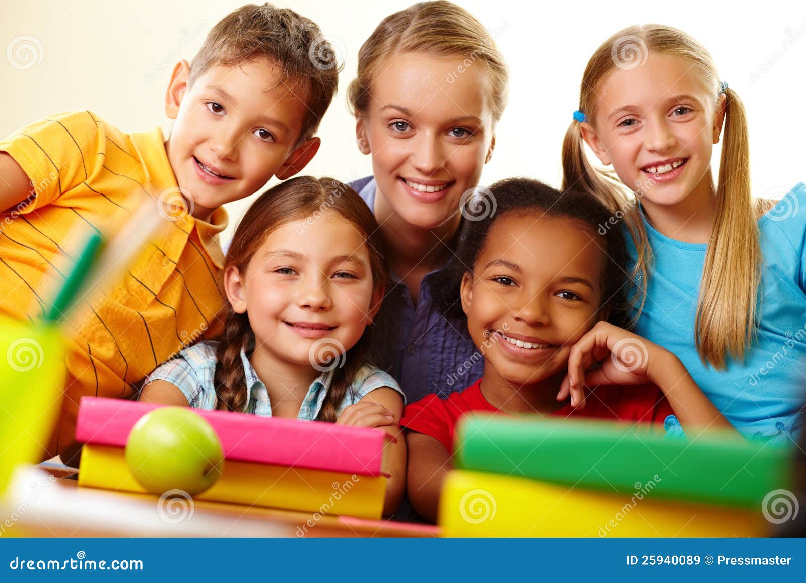 Classmates and teacher stock image. Image of lesson, little - 25940089