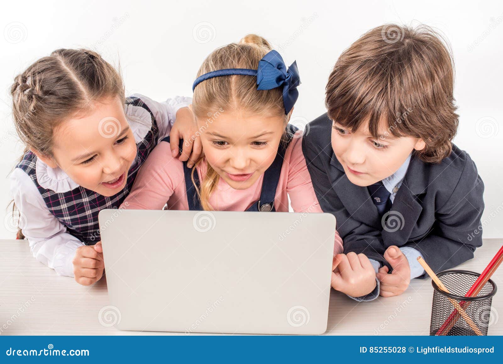 Classmates using laptop stock photo. Image of girl, youth - 85255028