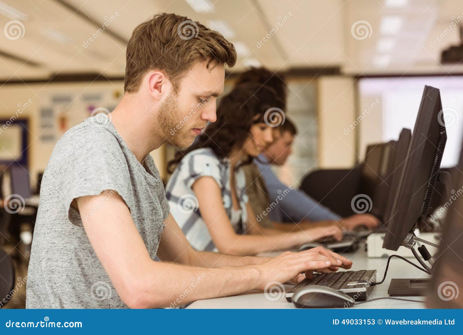 Classmates Working in the Computer Room Stock Image - Image of campus ...