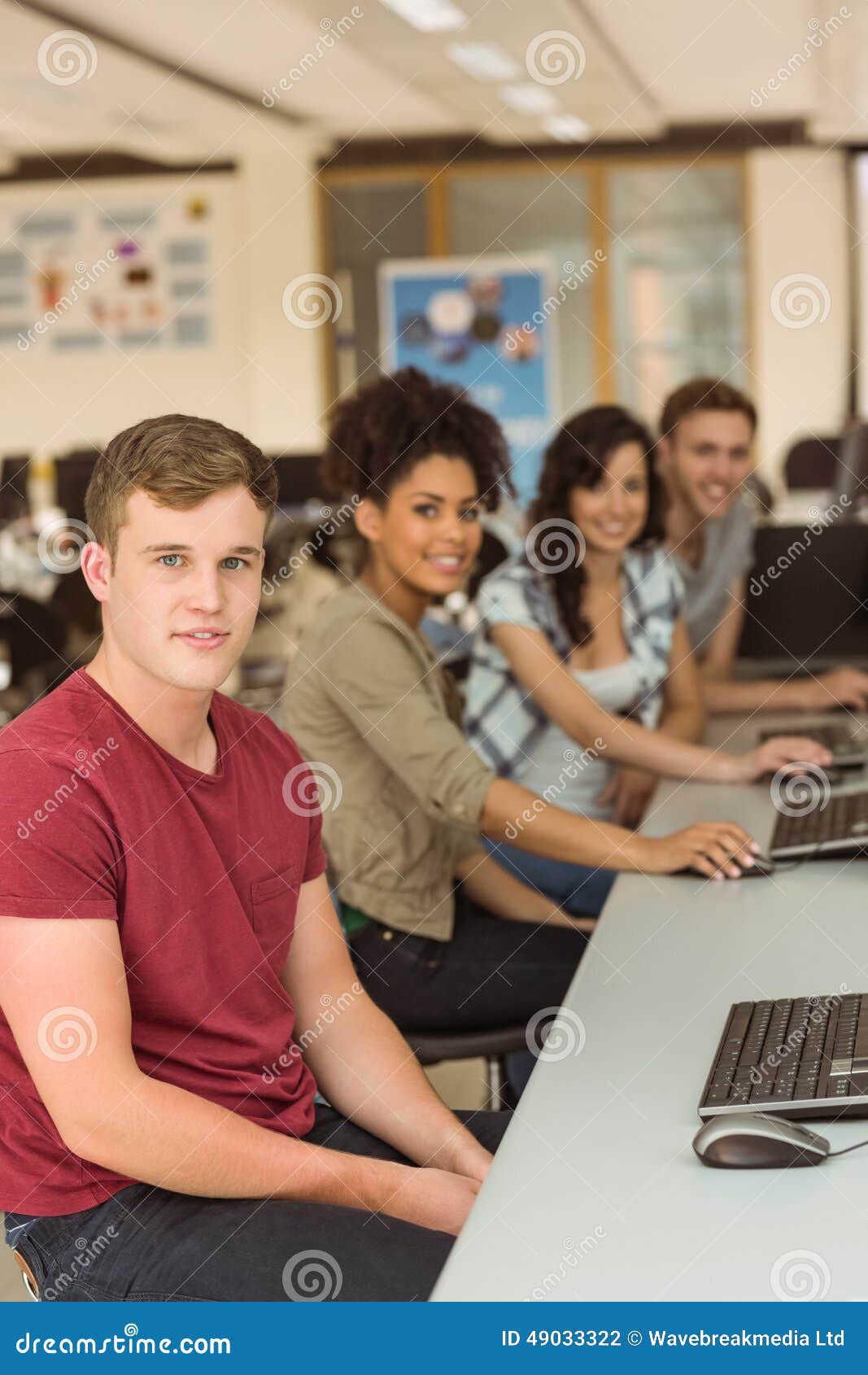 Classmates Working in the Computer Room Stock Photo - Image of school ...