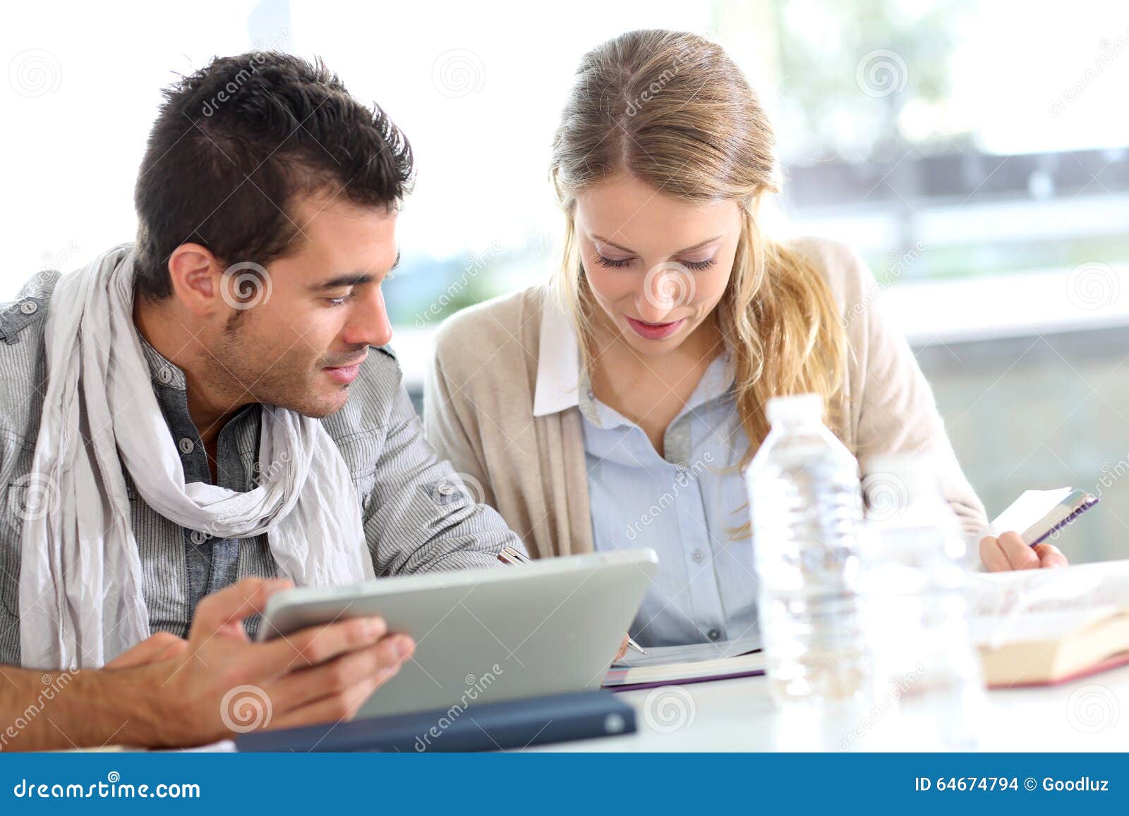 Classmates Working with Tablet Stock Photo - Image of class, technology ...