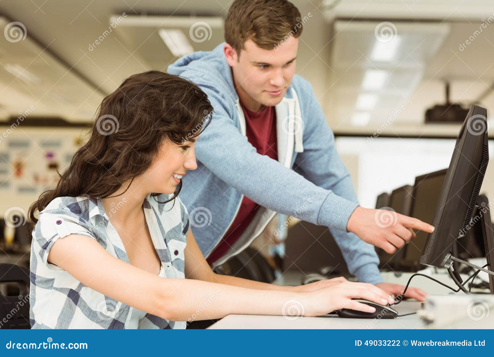 Classmates Working Together in the Computer Room Stock Photo - Image of ...