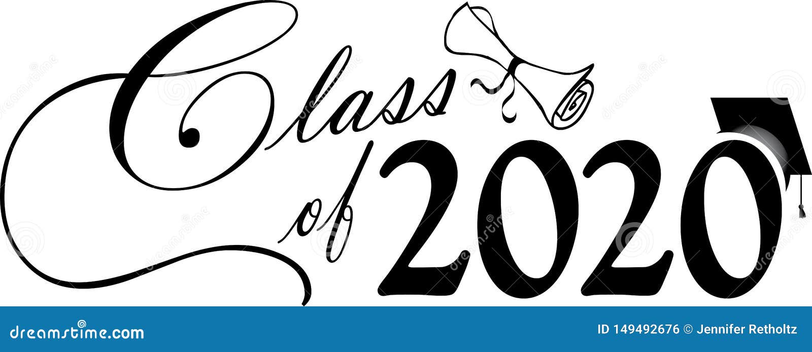 Class of 2020 Script with Diploma Stock Vector - Illustration of ...