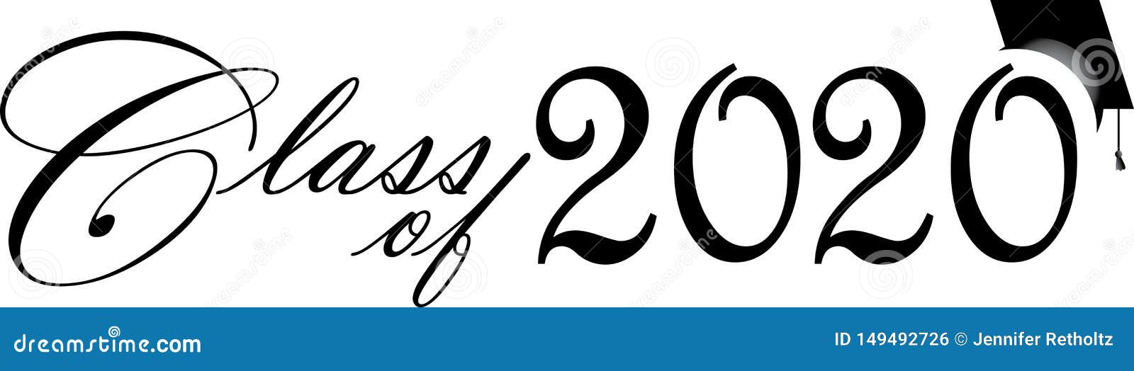 Class of 2020 Script with Graduation Cap Stock Illustration ...