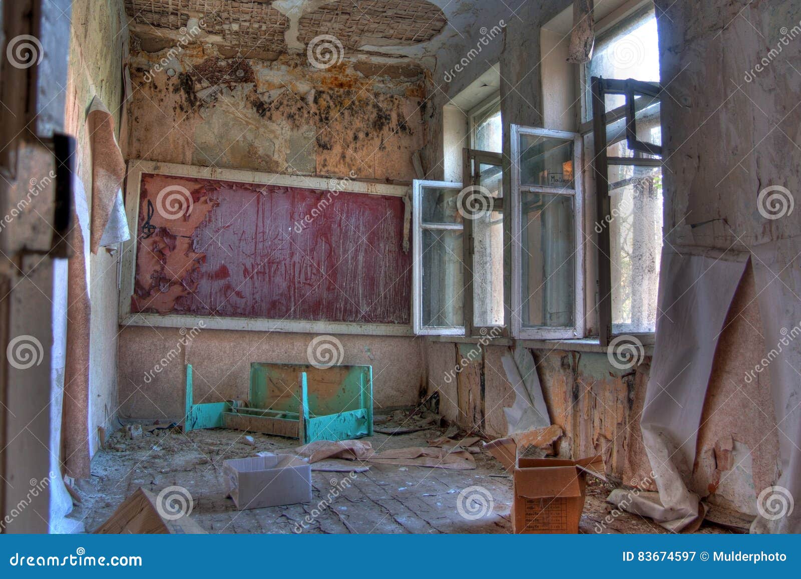Classroom in the Abandoned and Rotten Rural School Stock Image - Image ...