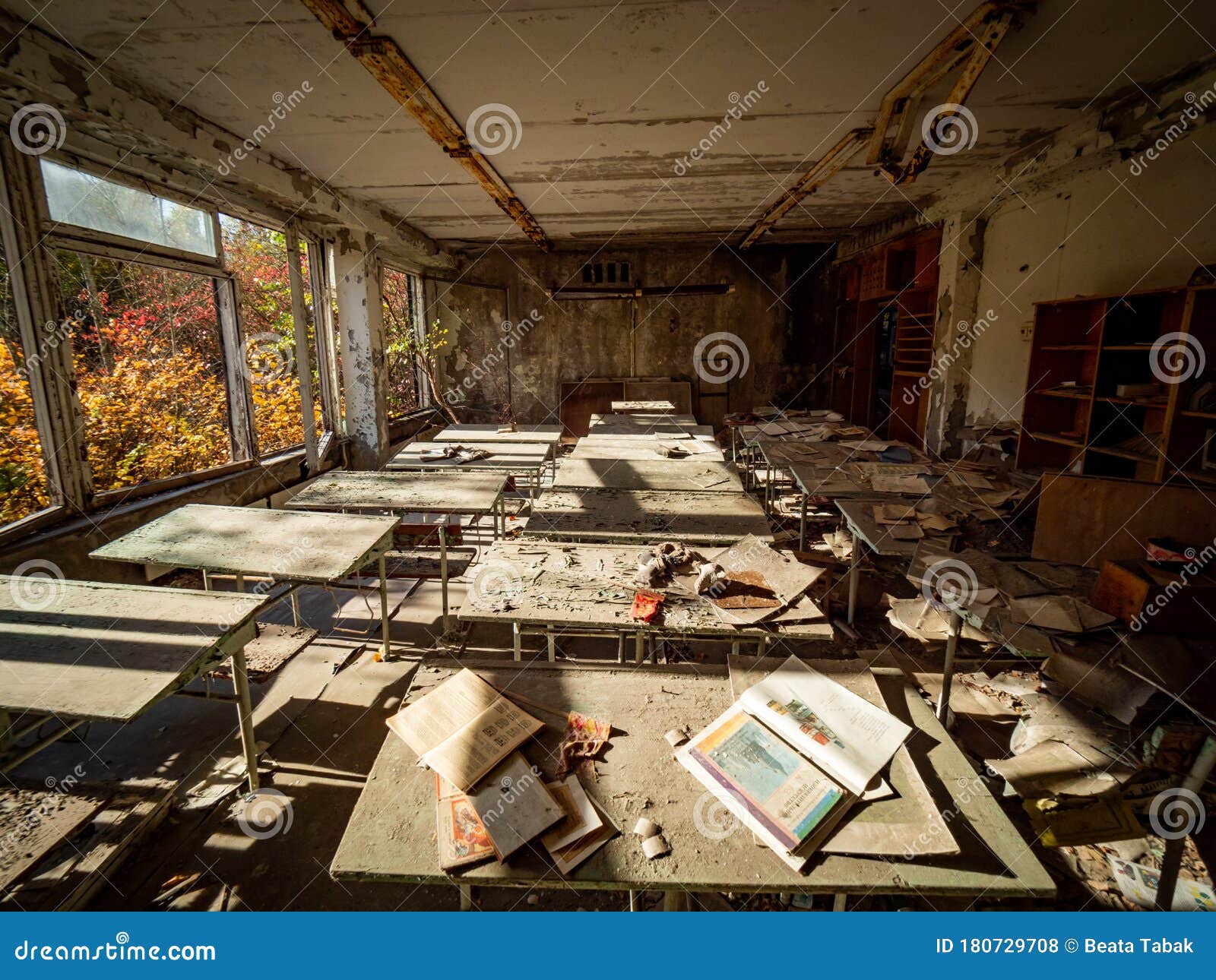 Classroom in the Abandoned School in Pripyat. Chernobyl Exclusion Zone ...