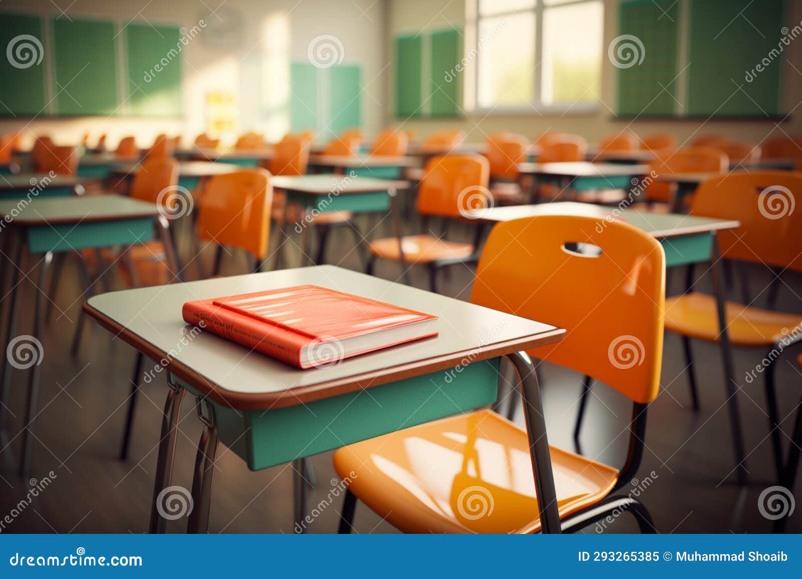Classroom Backdrop in Blur, Devoid of Young Students and Teachers, with ...