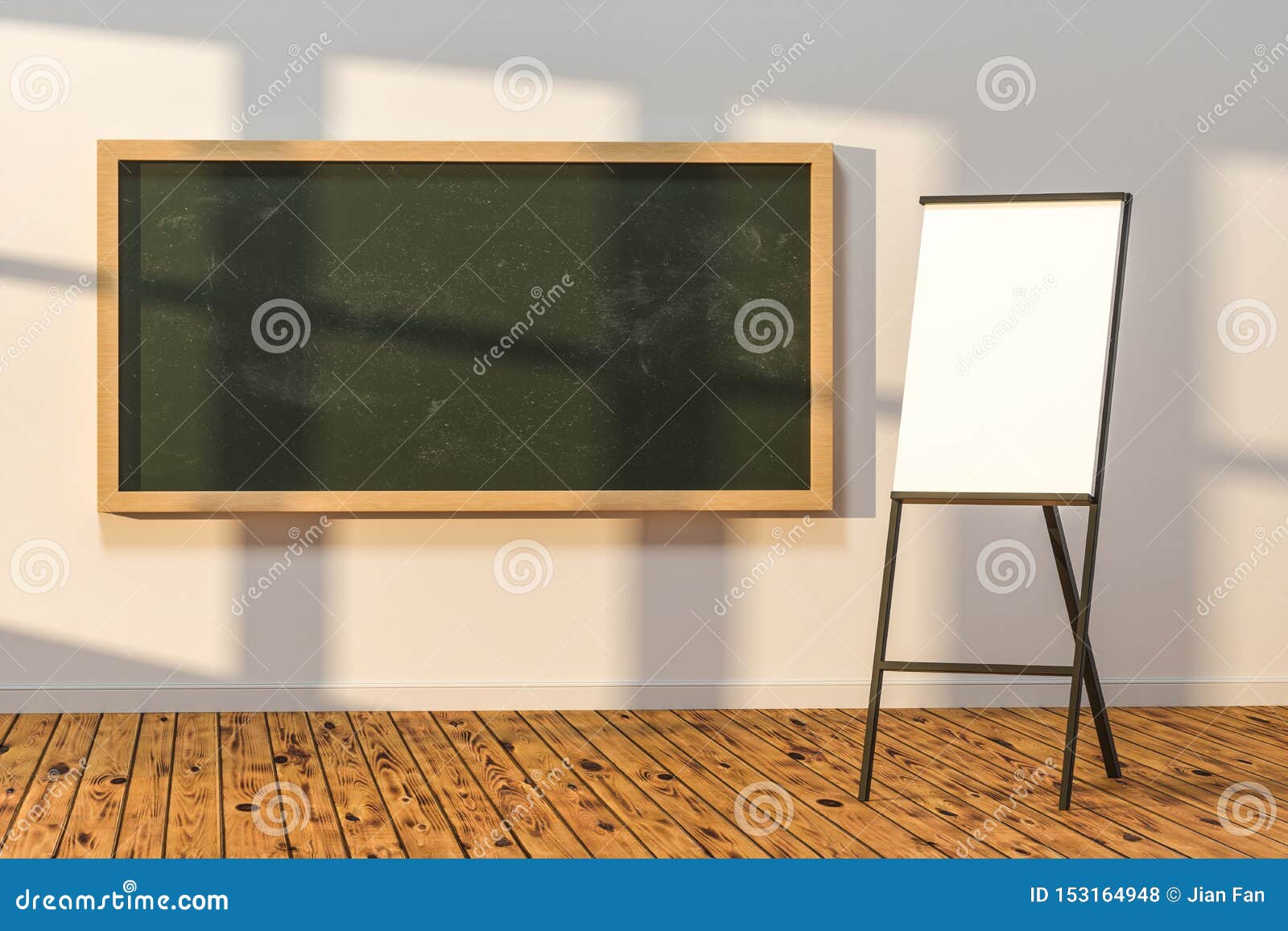 A Classroom with a Blackboard in the Front of the Room, 3d Rendering ...