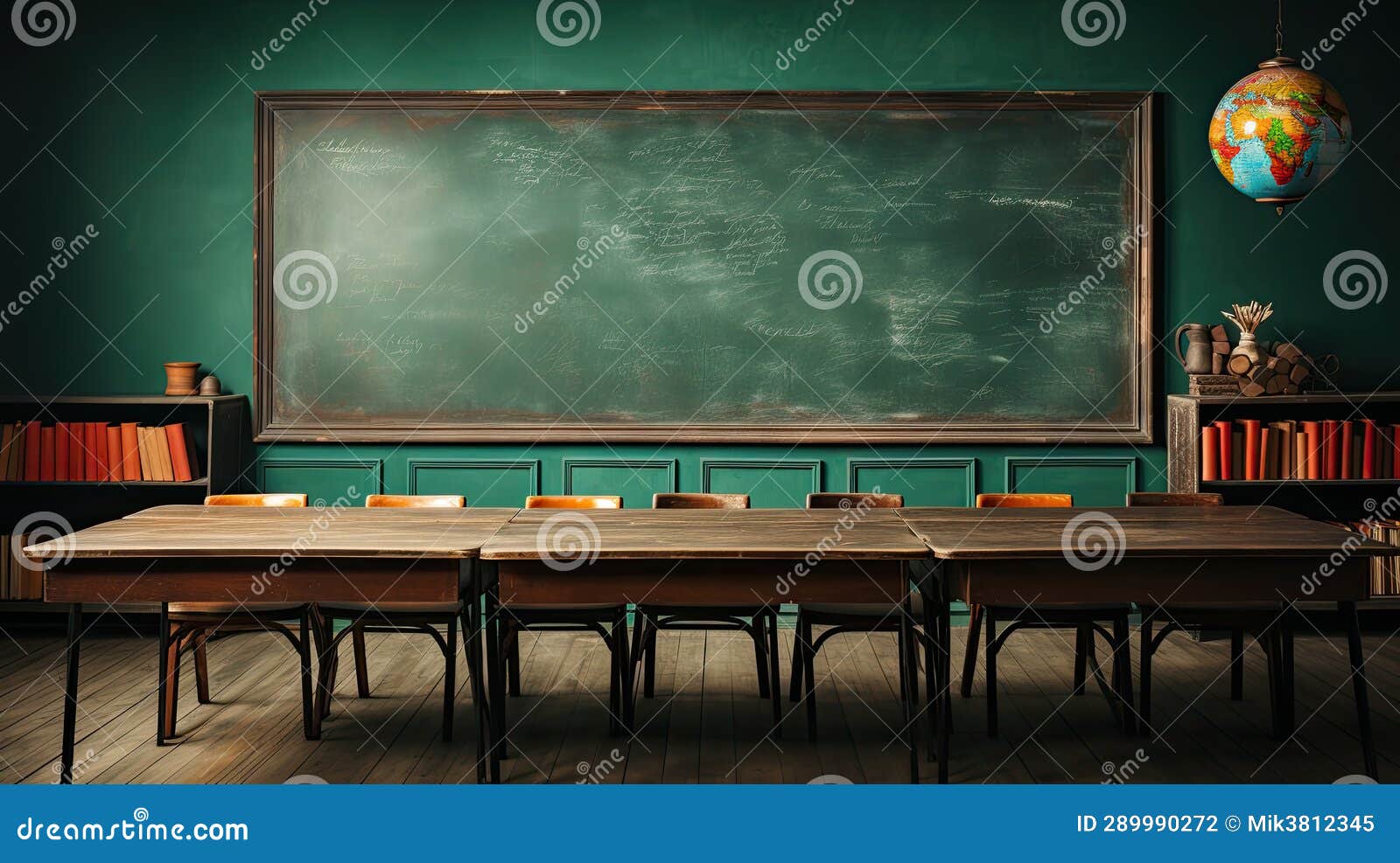 Classroom with blackboard. stock illustration. Illustration of lessons ...