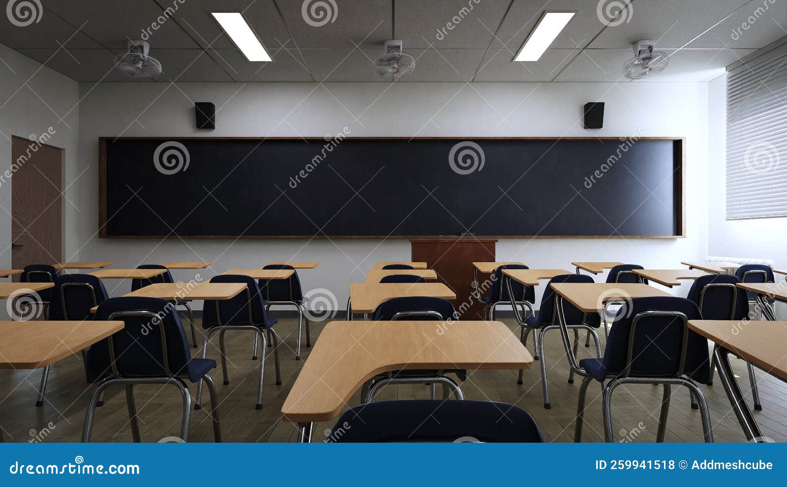 Empty Classroom without Student, 3d Rendering Stock Illustration ...