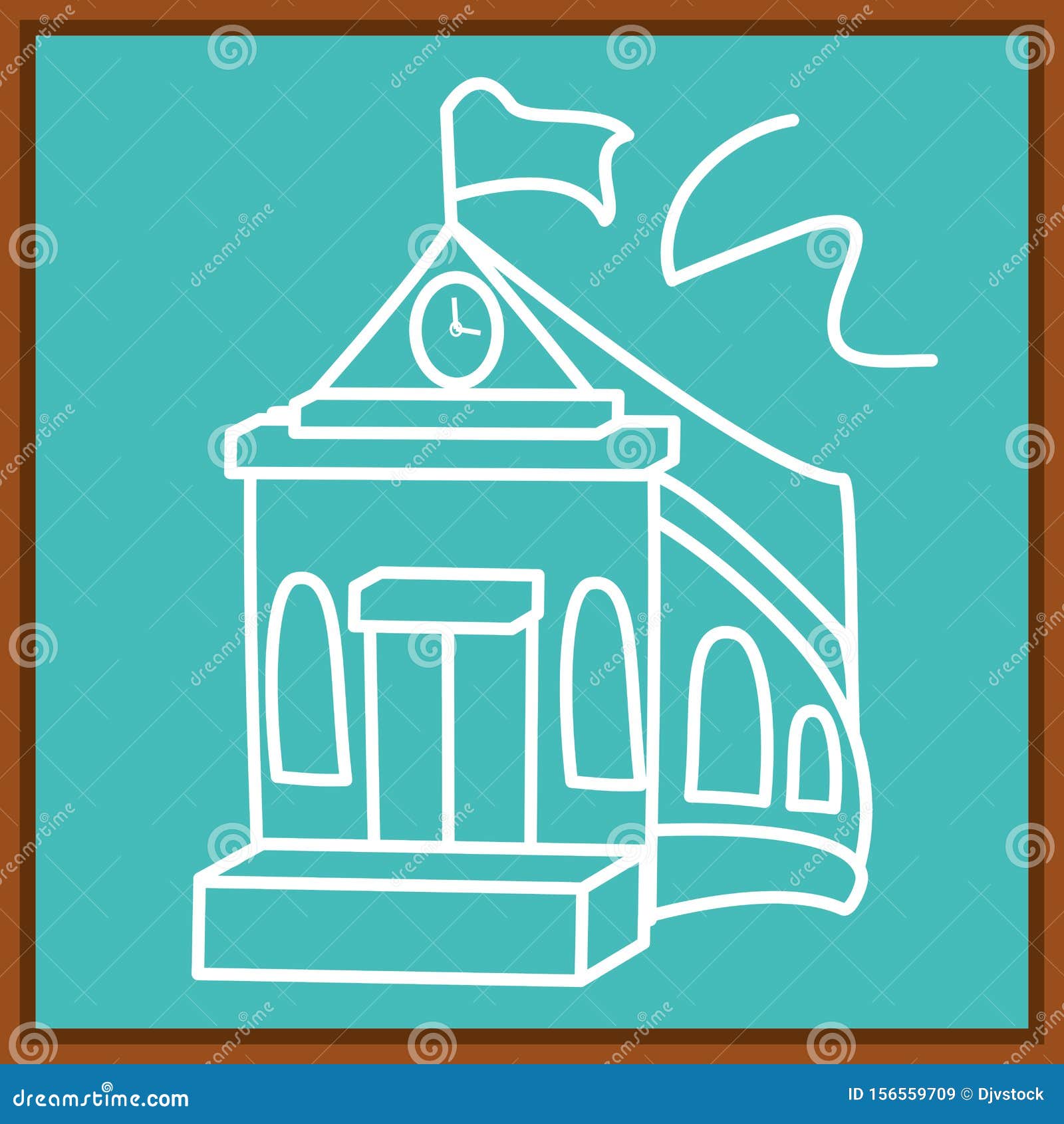 Classroom Board with Drawing of Facade School Stock Illustration ...