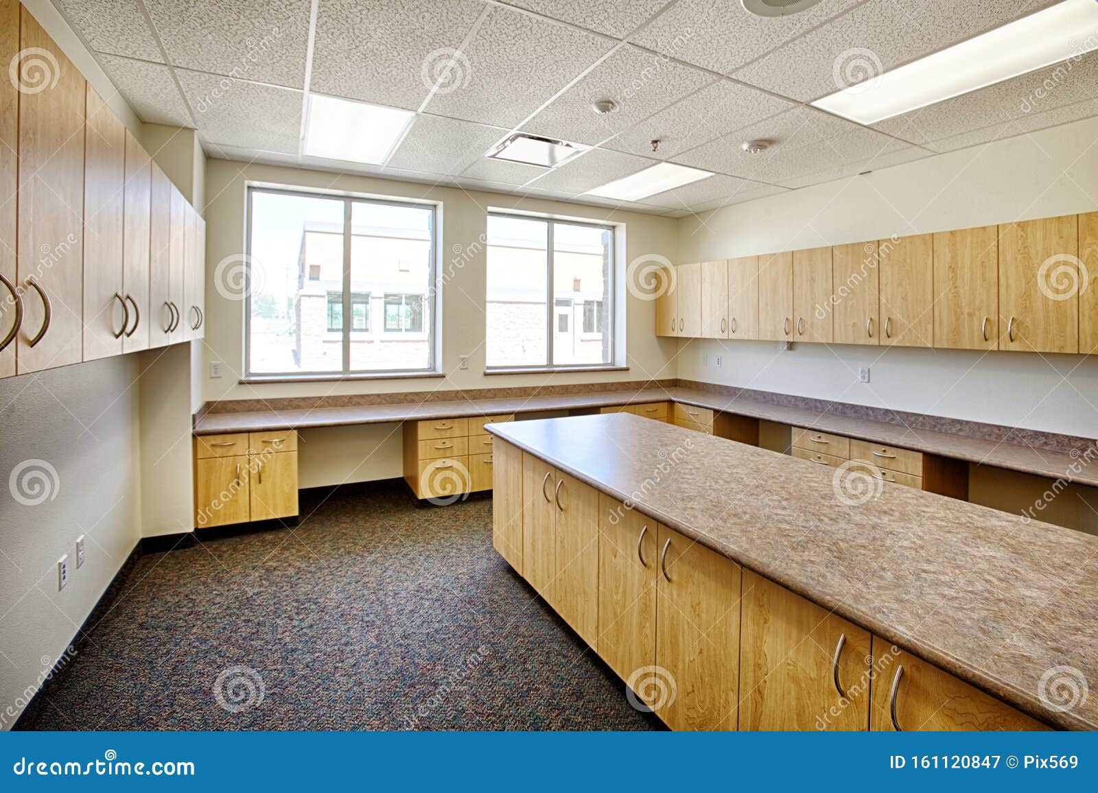 Modern Space Efficient Classroom Cabinets in a School. Stock Image ...