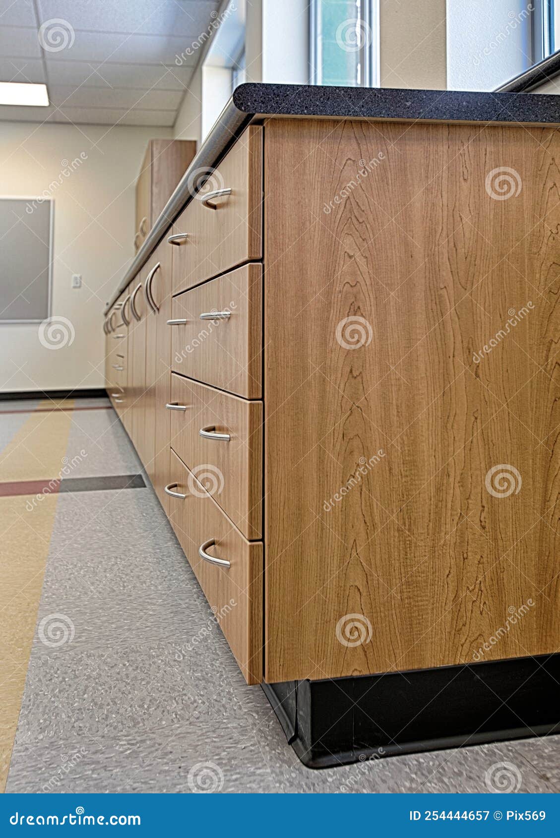 Classroom Cabinets with Drawers and Doors Stock Image - Image of bull ...