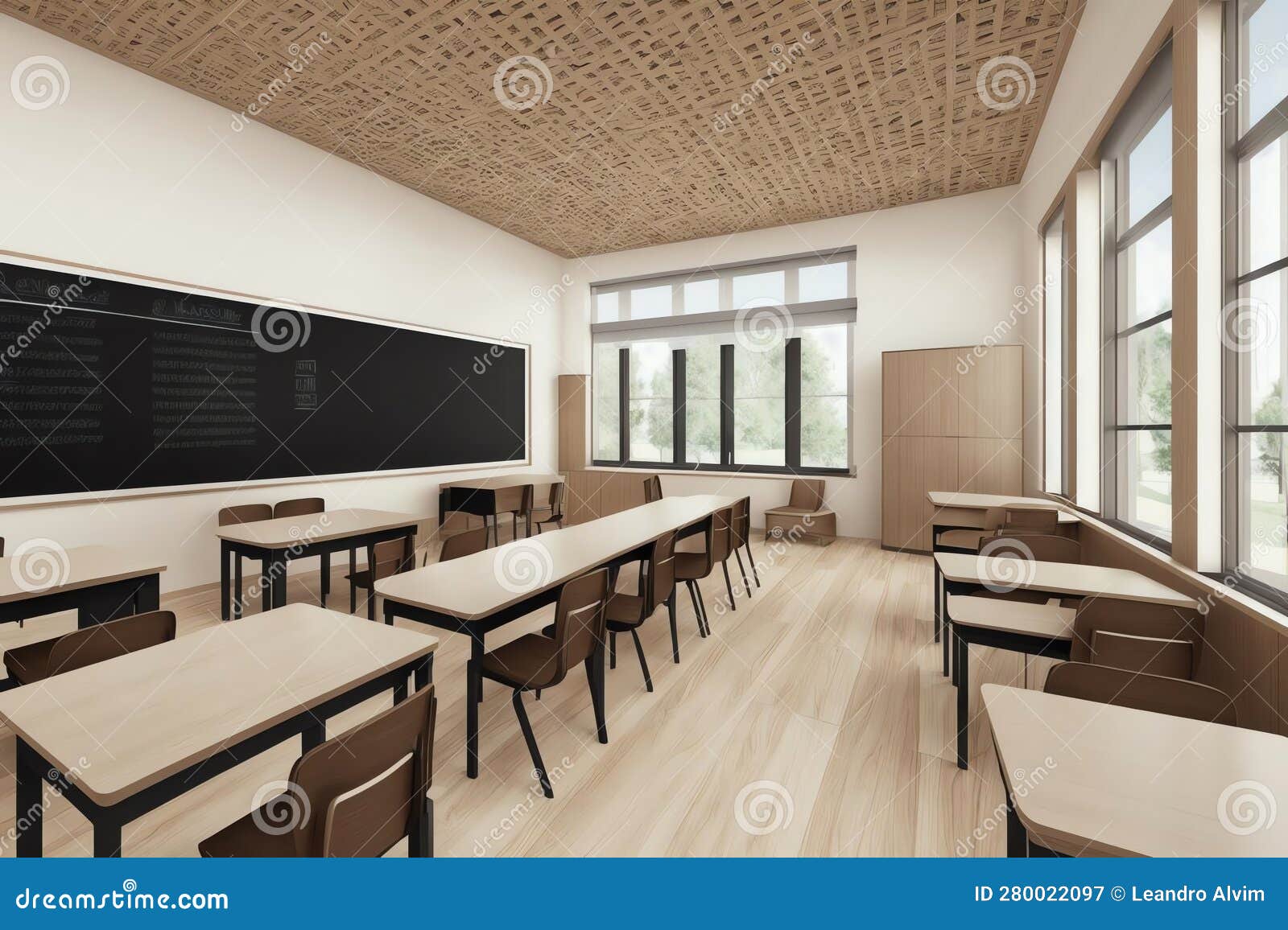 Classroom Chic a Stylish Beige Interior with Chalkboard Mockup.AI ...