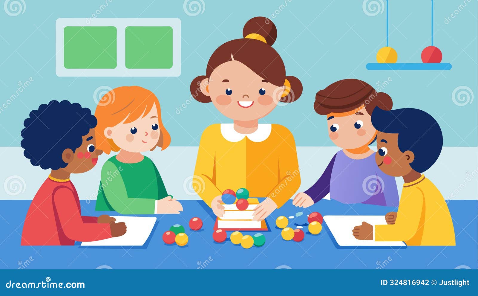 A Classroom of Children Gather Around a Teacher Learning about the ...