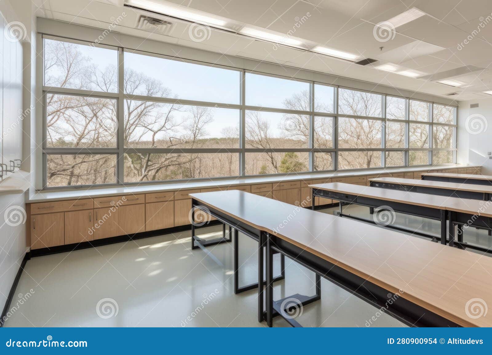Classroom with Clear View of the Outside World, with Windows and ...