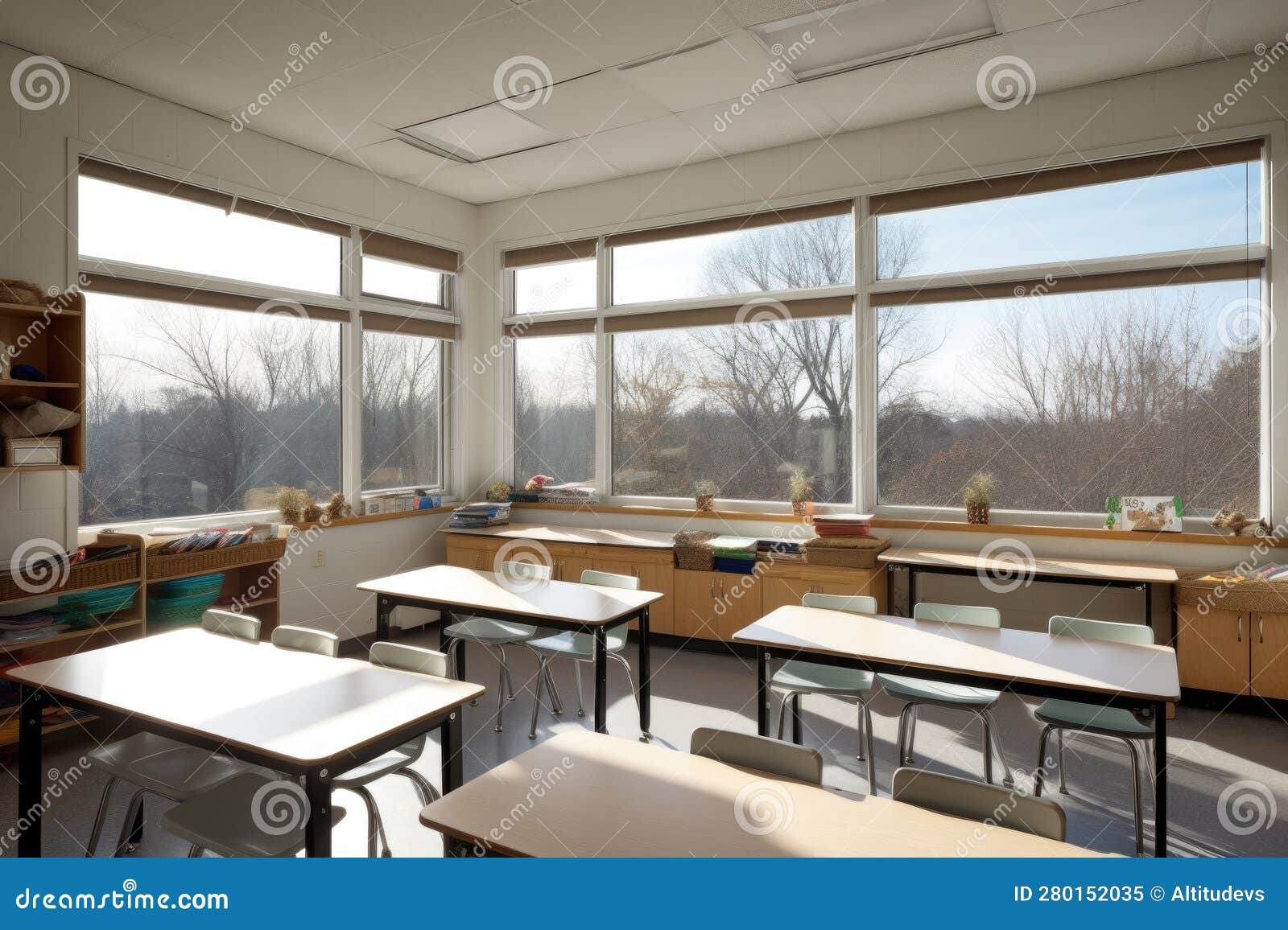 Classroom with Clear View of the Outside World, with Windows and ...