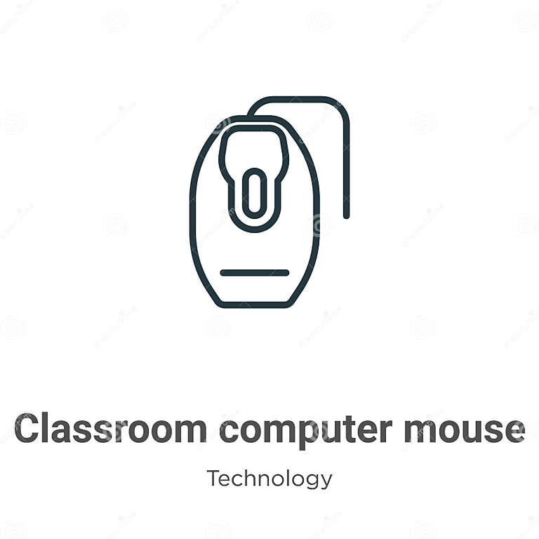 Classroom Computer Mouse Outline Vector Icon. Thin Line Black Classroom ...